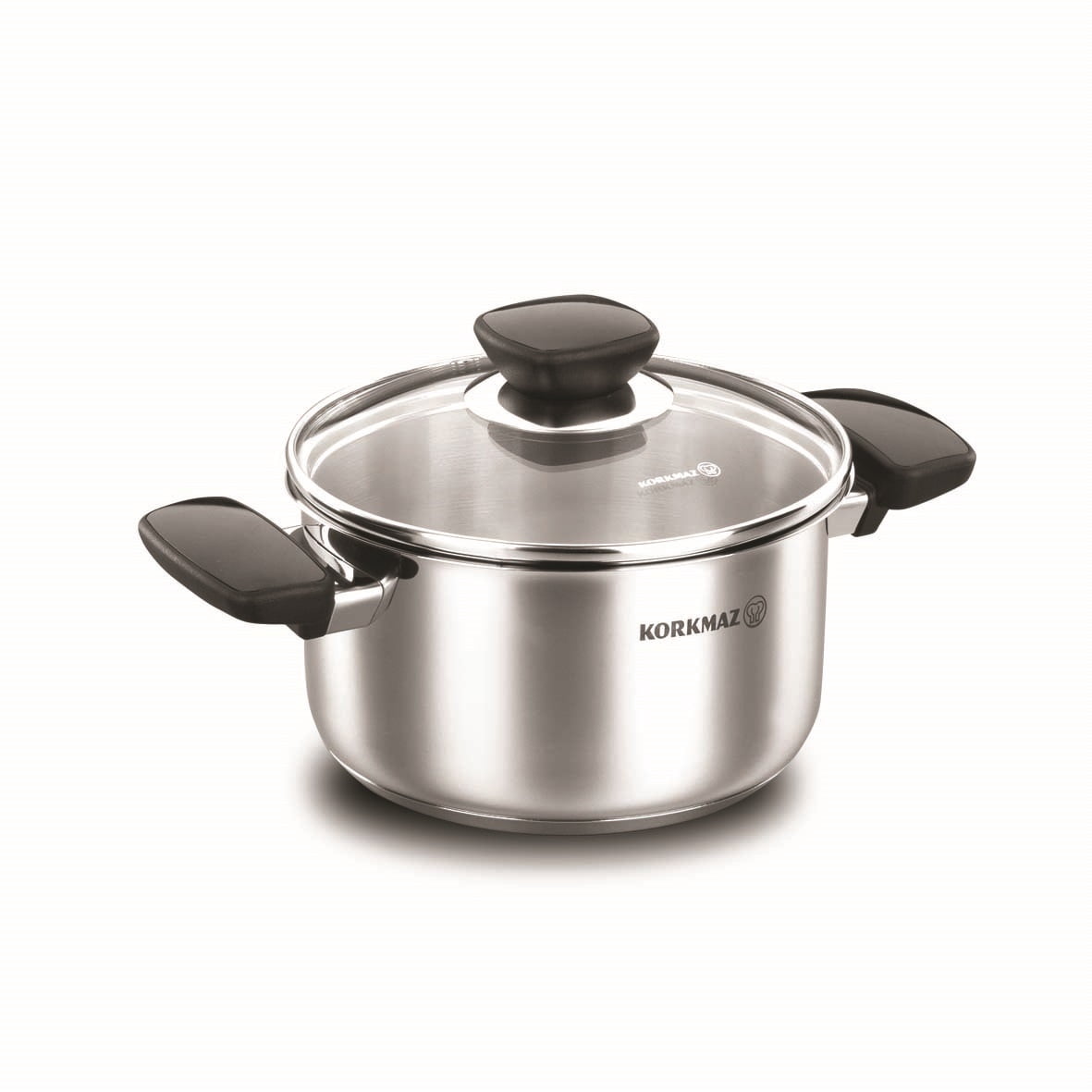 Korkmaz Casserole 18/10 Stainless Steel Sauce Pan with Glass Lid ...