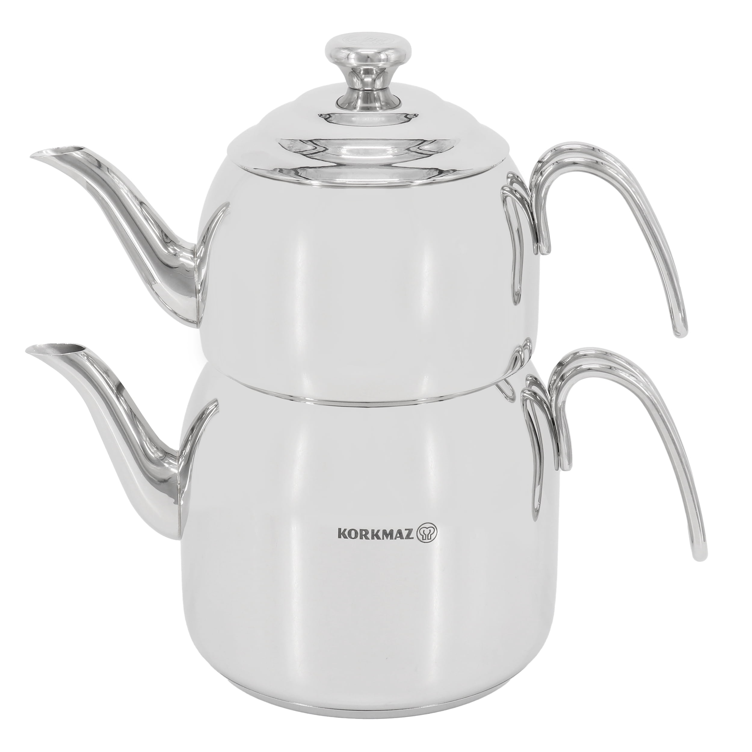 Korkmaz Droppa 2 Piece 2 and 3.5 Liter Stainless Steel Mega Tea Pot Set ...
