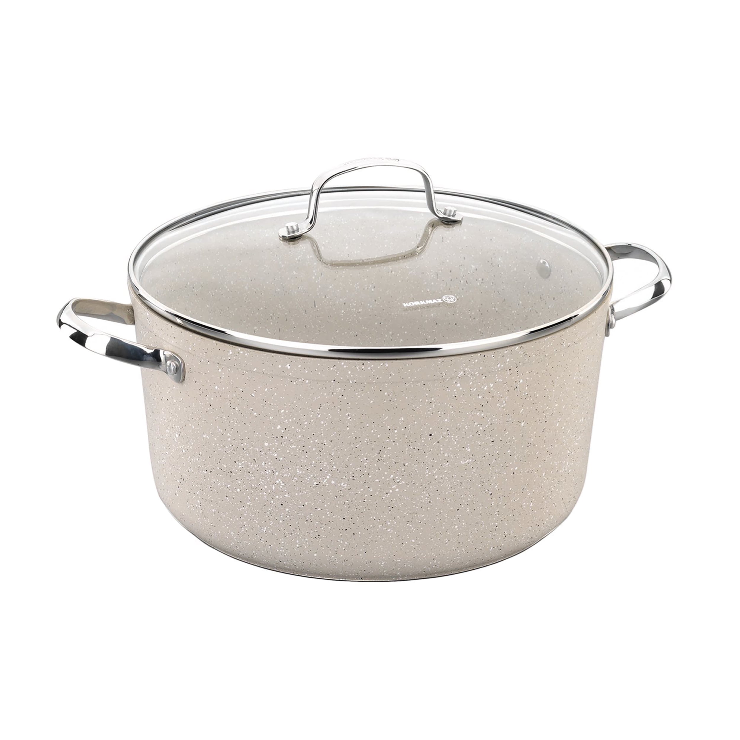 Korkmaz Granita 3 Liter Aluminum Nonstick Casserole with Lid in Tan ...