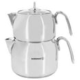 Korkmaz Perla Maxi Stainless Steel 1.2 Liter Tea Pot and 2 Liter Kettle ...