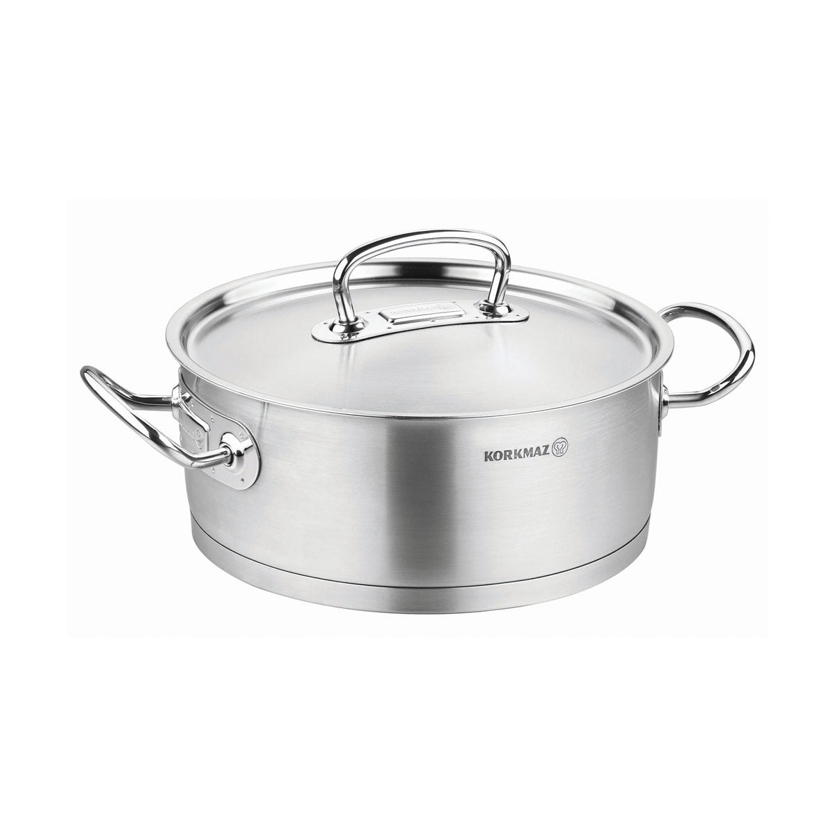 Korkmaz Proline Stainless Steel Low Casserole Saute Pot Stockpot ...