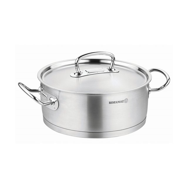 Korkmaz Proline Stainless Steel Low Casserole Saute Pot Stockpot ...
