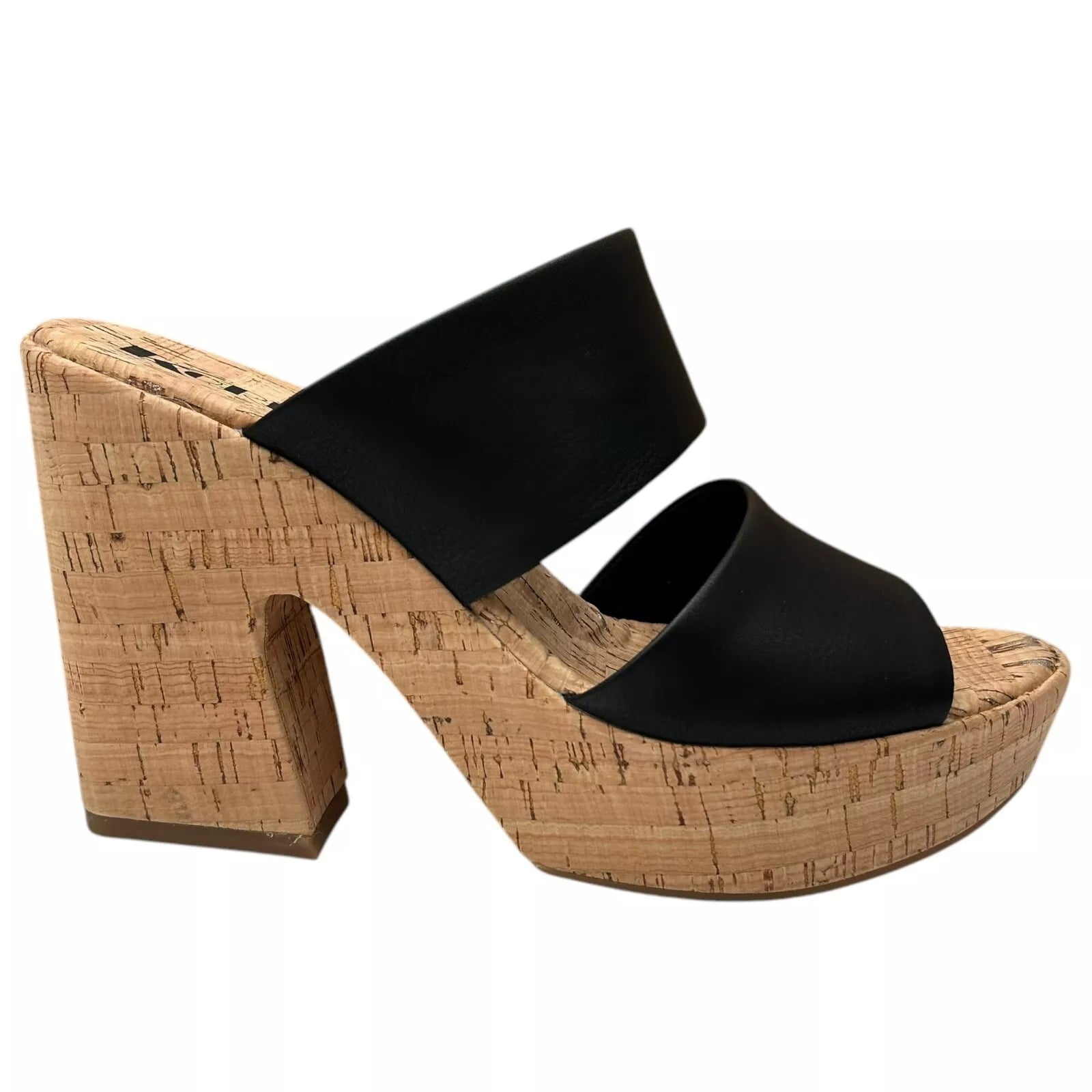 Korks Dezi Womens Cork Platform Sandal Size 9 Black/Tan Strappy Style ...