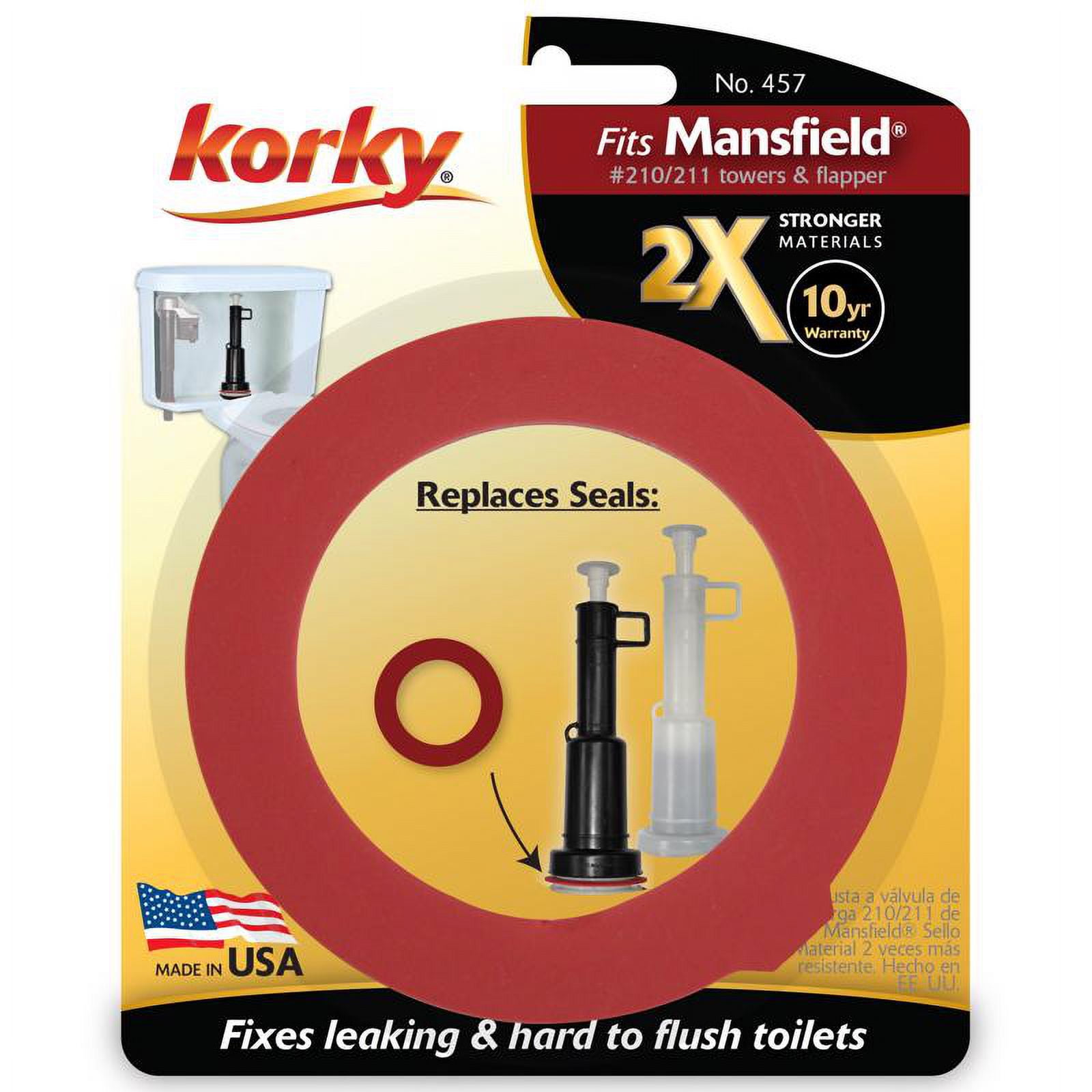 Korky 2X Long Life Toilet Flush Valve Seal Fits Mansfield 210 & 211 ...