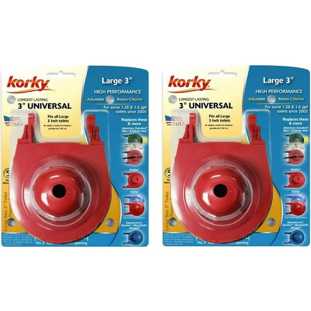 Korky 3060BP Universal 3" Toilet Flapper - 2 pack, Inside Tank Bathroom ...