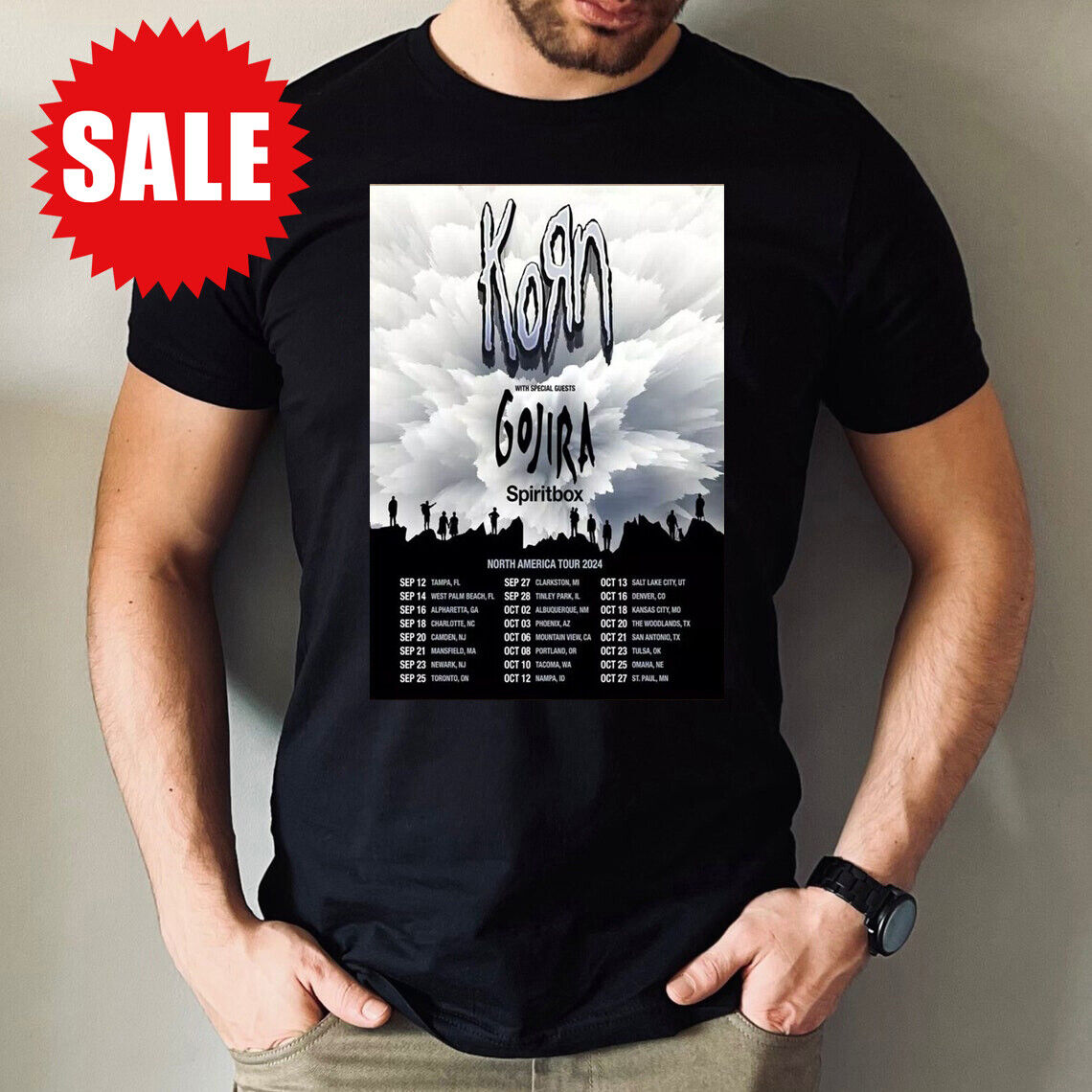 Korn Tour 2024 Music T-shirt Print Front D58225 - Walmart.com