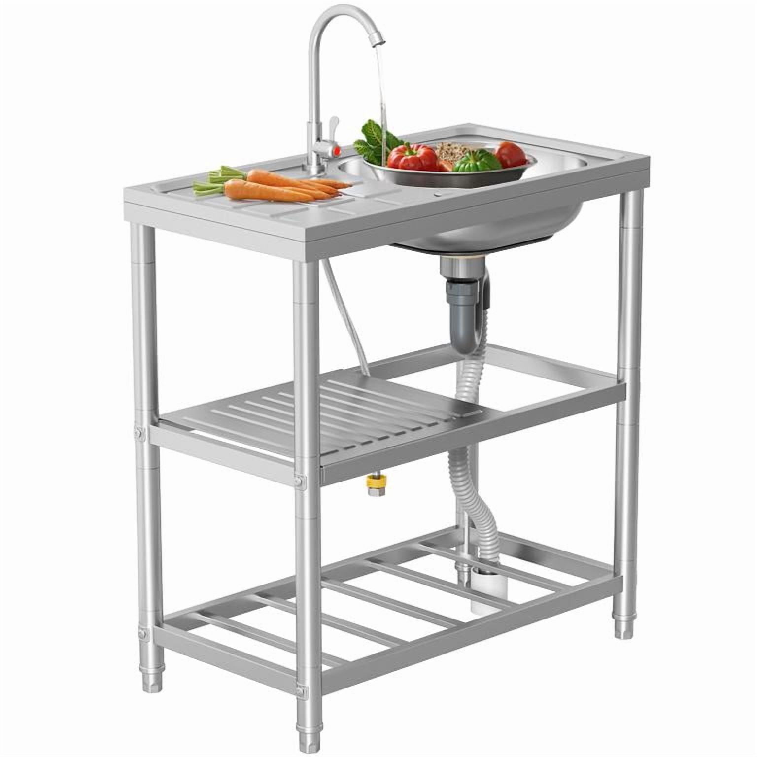 Korogimeeet Outdoor Sink 3 Tier, Stainless Steel Freestanding Utility ...