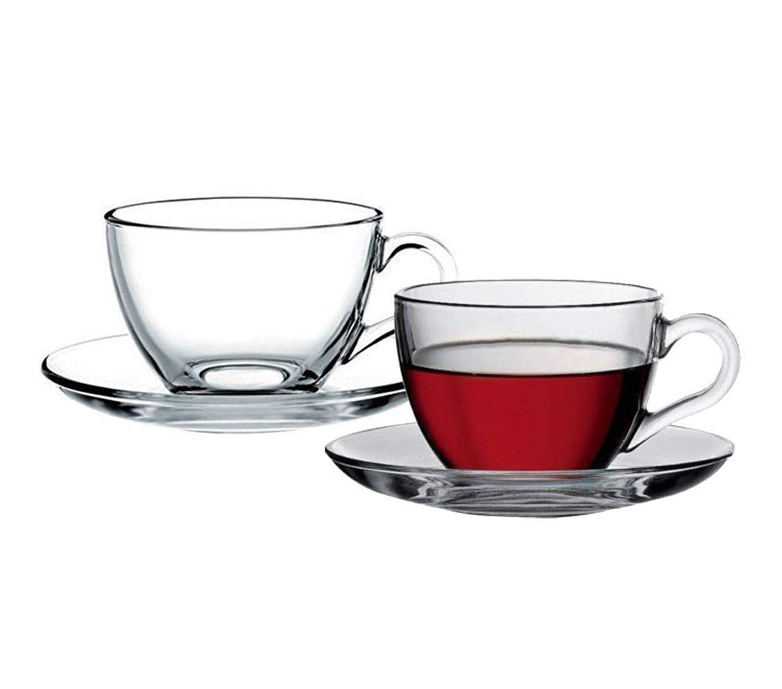 Korona Crystal Clear Classic Glass Tea Coffee Cup and Saucer Set for ...
