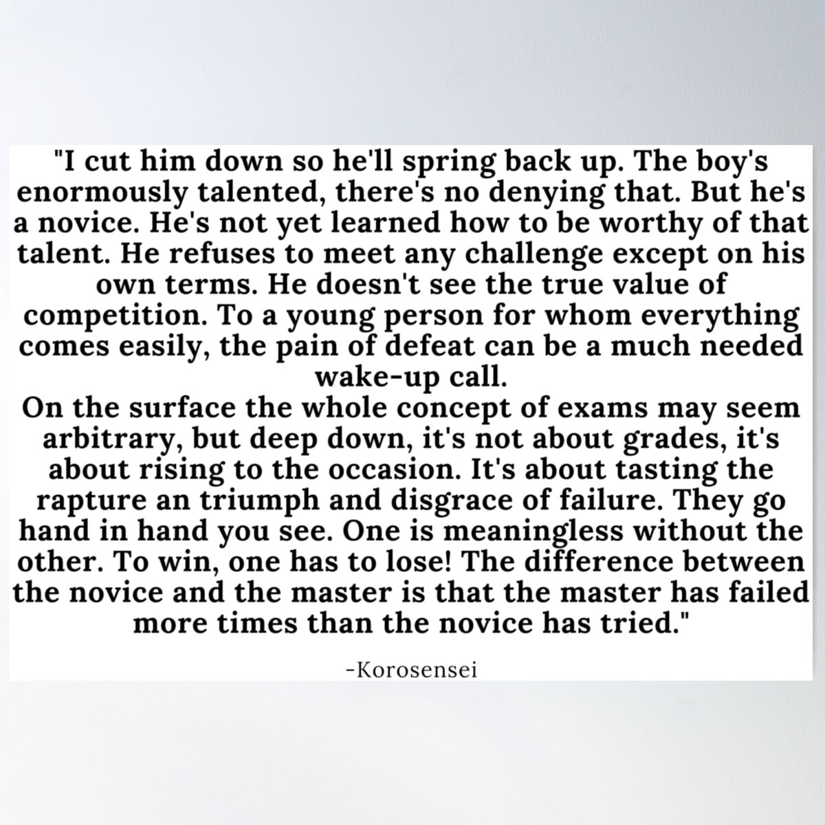 Korosensei Speech About Failure, Assasination Clasroom Poster Wall Art ...