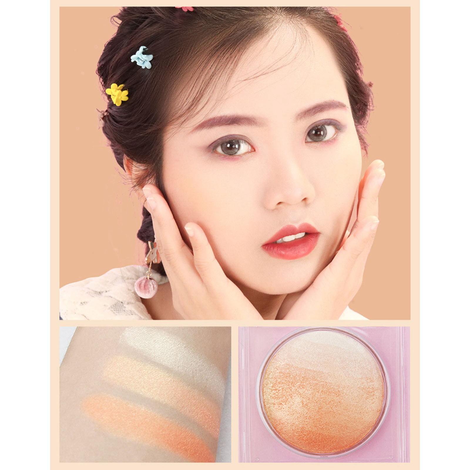 Korri Powder Face Highlighter Makeup Powder For Cheeks Baked Blusher ...