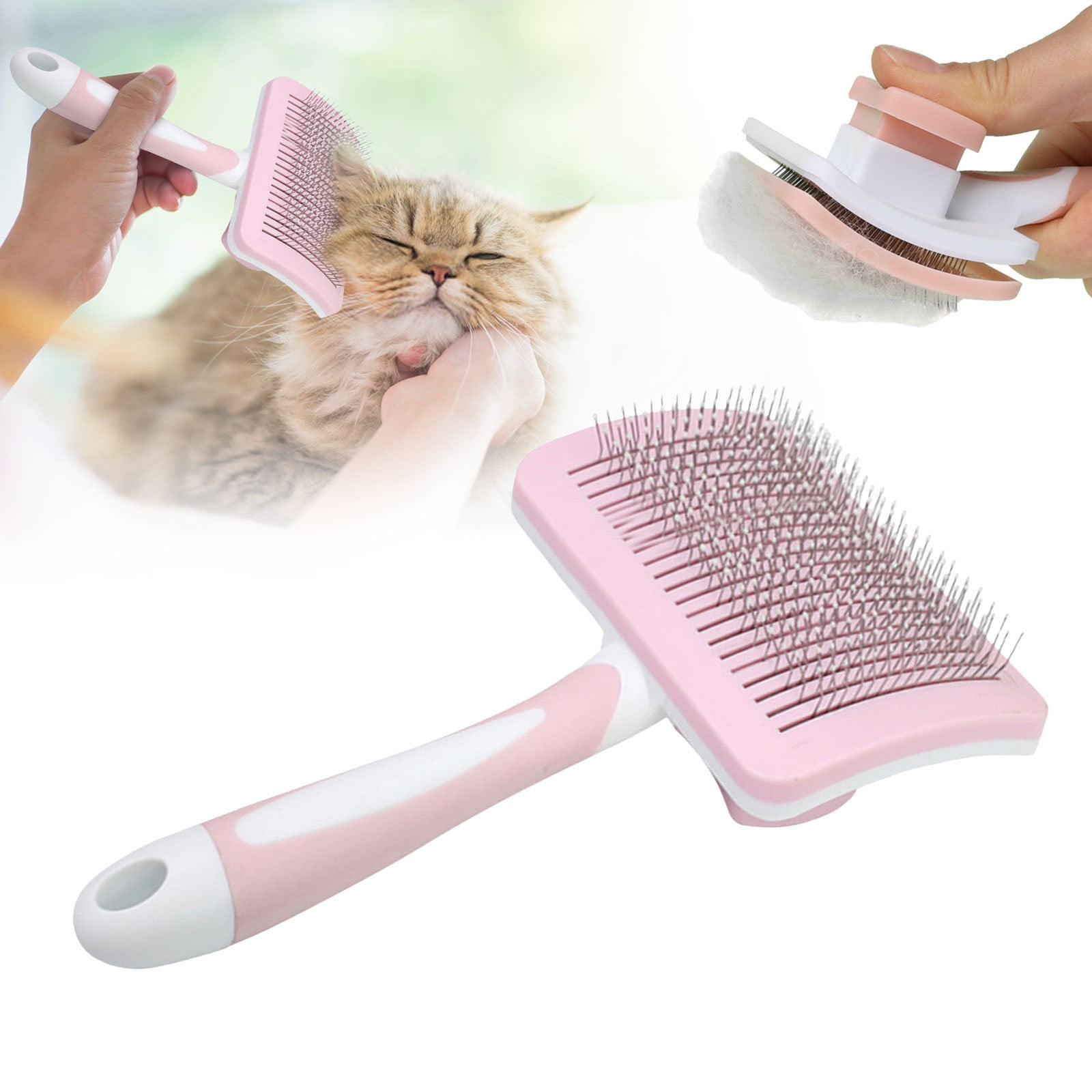 Korri Stainless Steel Needle Pet Comb Cat Brush With Release Button Pet ...