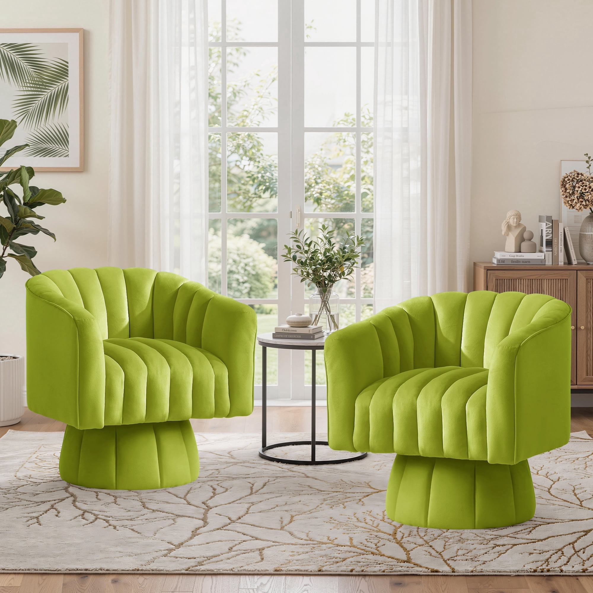 Korser 360° Swivel Accent Chair Set of 2,Modern Velevt Upholstered ...