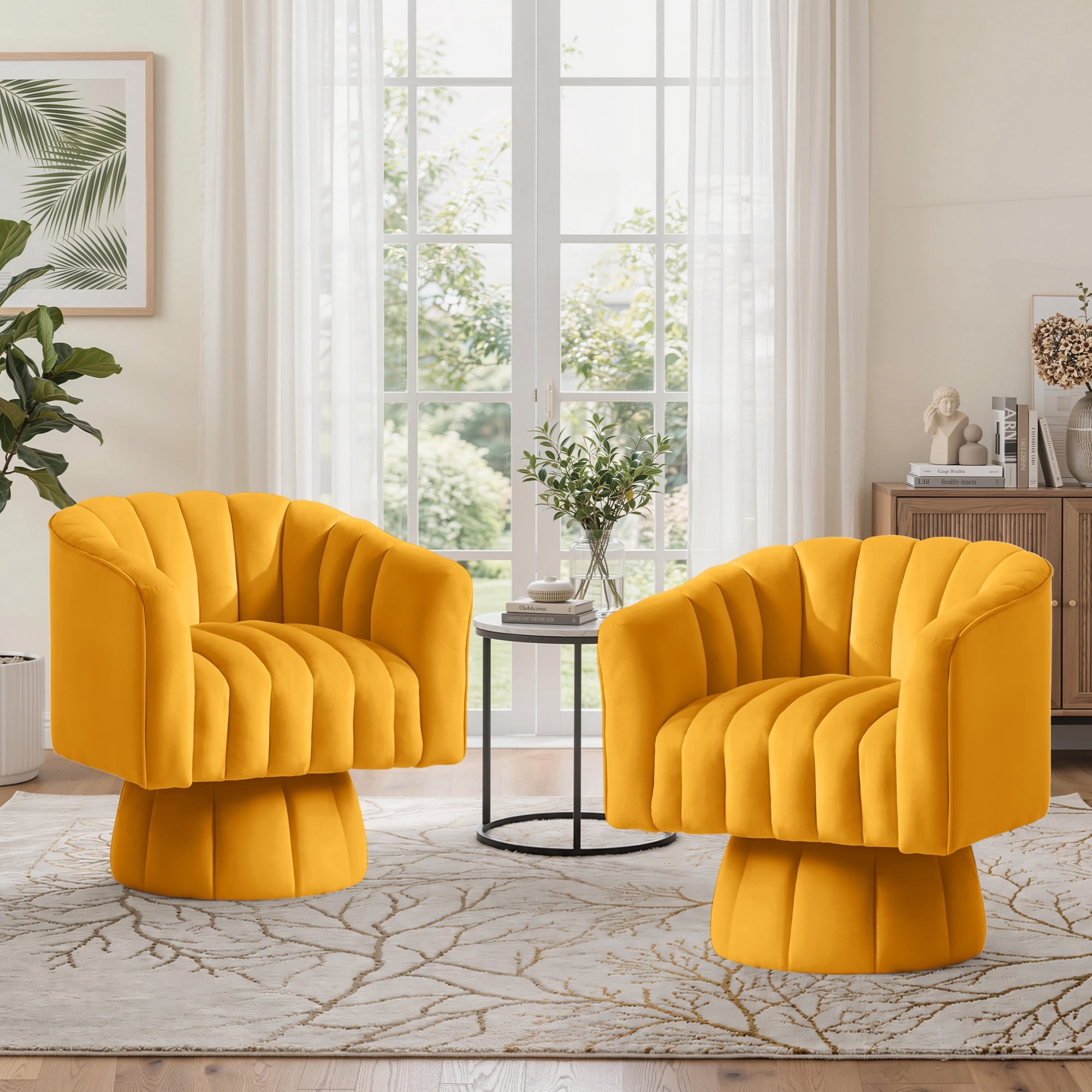 Korser 360° Swivel Accent Chair Set of 2,Modern Velevt Upholstered ...