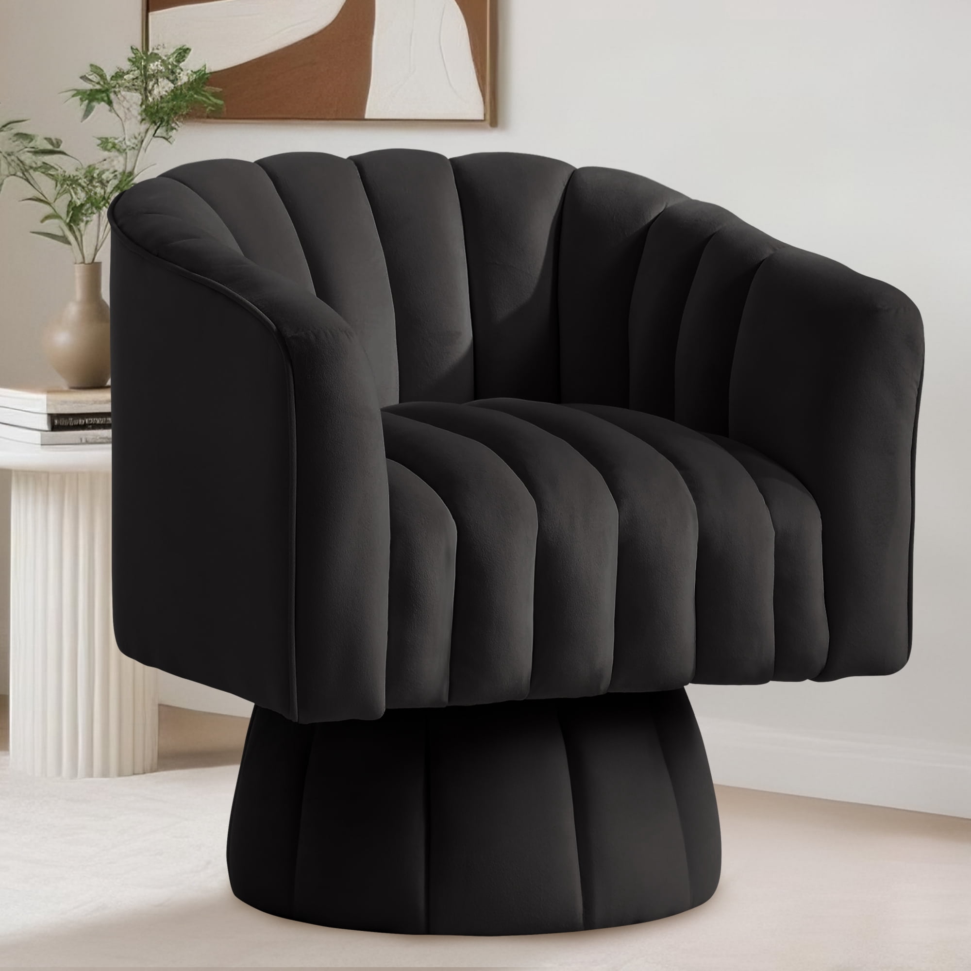 Korser 360° Swivel Accent Chair with Velvet Upholstered Swivel Barrel ...