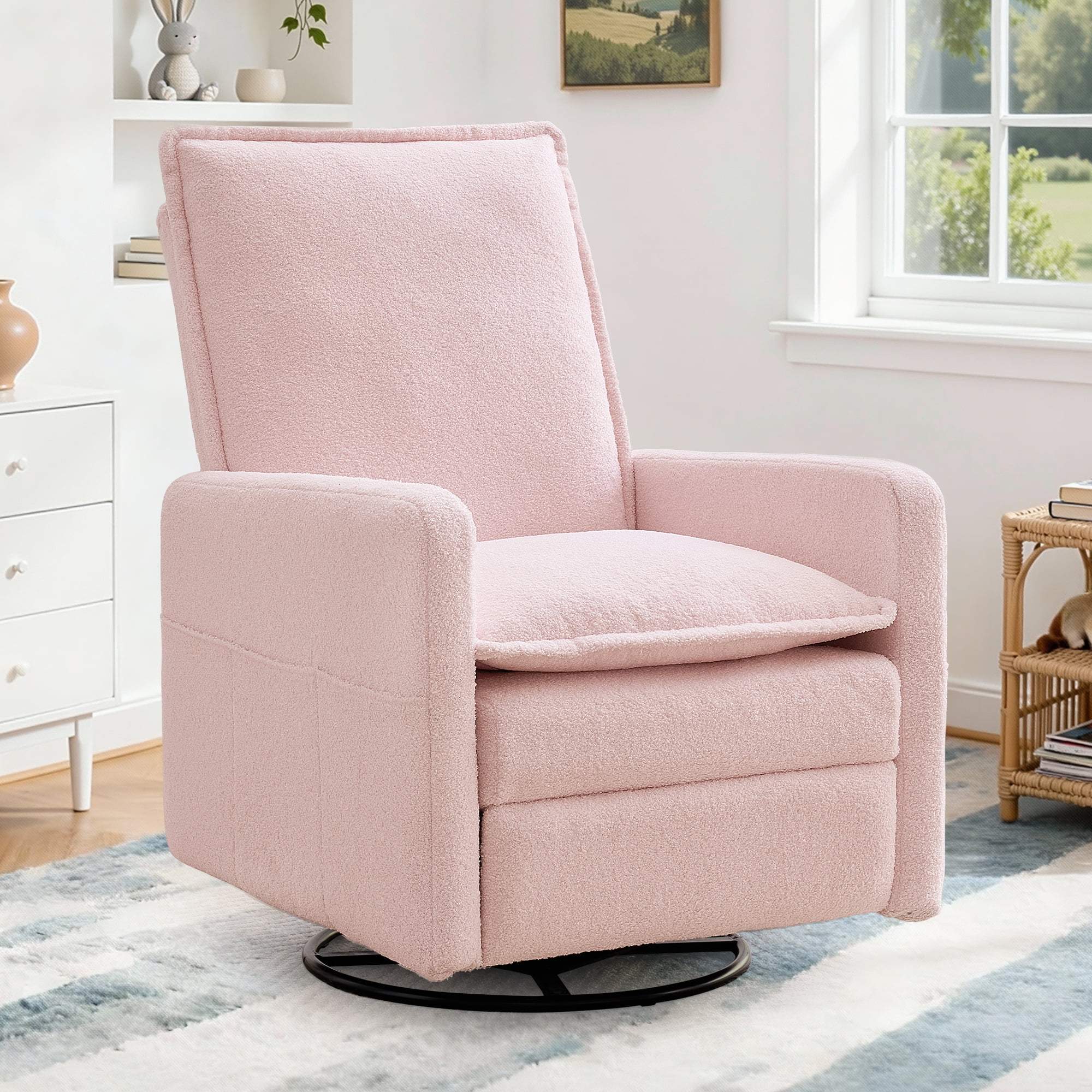 Korser Manual Swivel Rocker Recliner Chair with Side Pockets Nursery ...