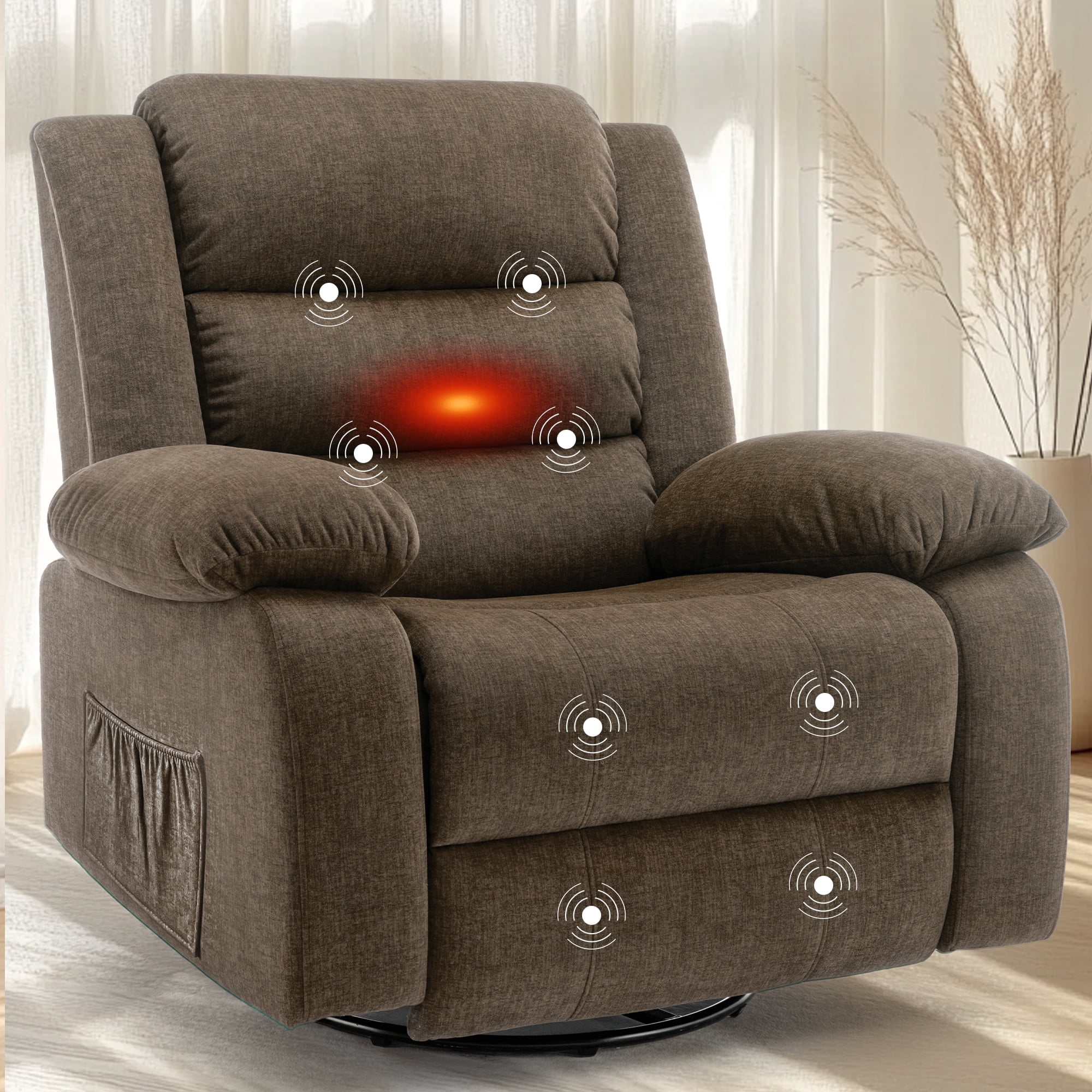 Korser Oversized Swivel Rocker Recliner Chair for Adults 40.6'' Wide ...