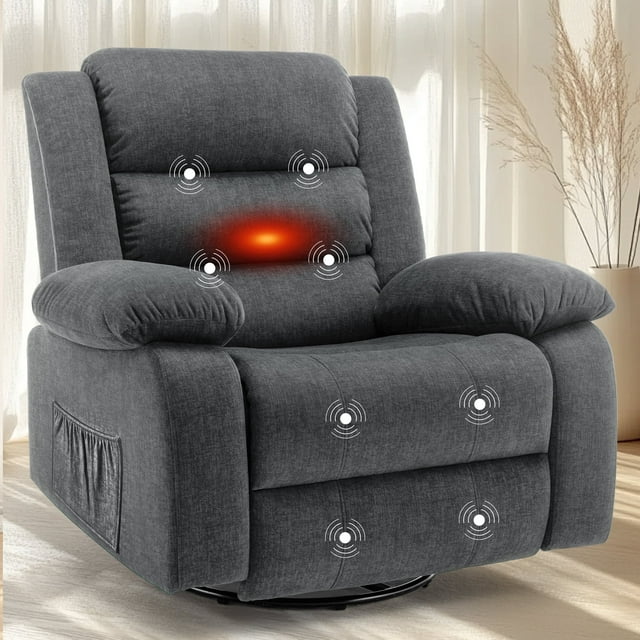 Korser Oversized Swivel Rocker Recliner Chair for Adults 40.6'' Wide ...