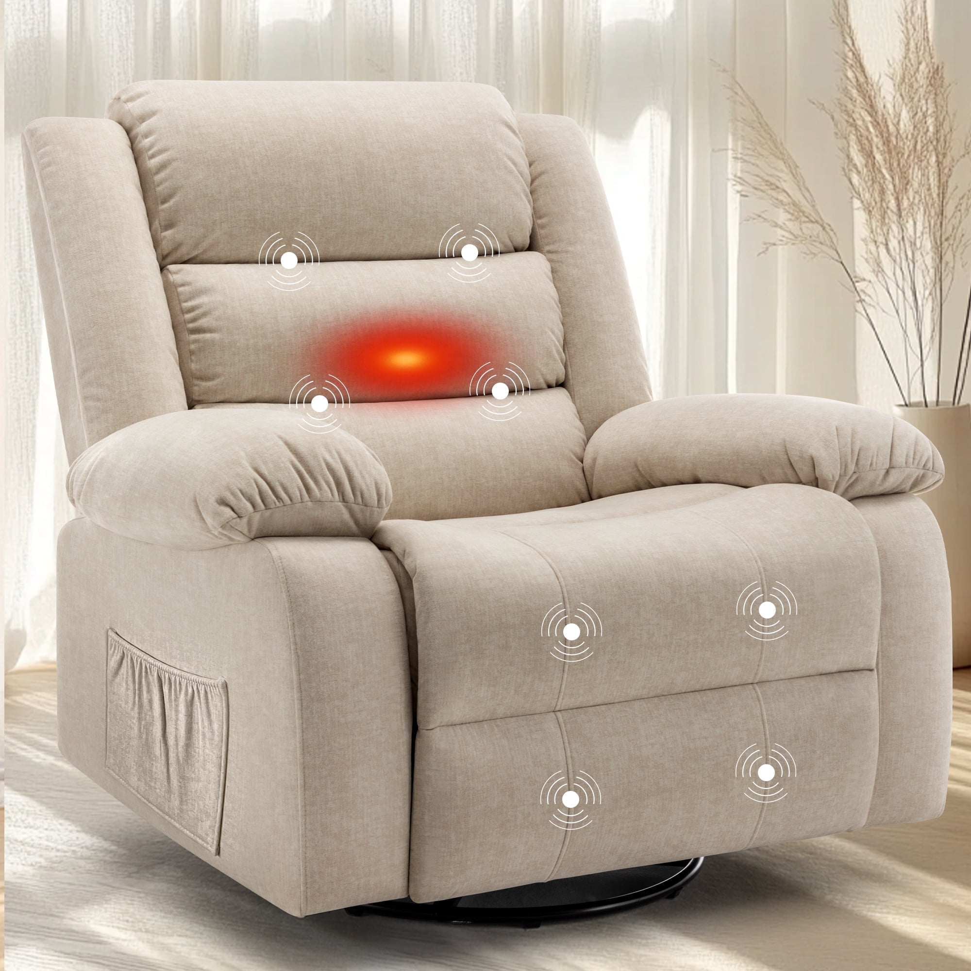 Korser Oversized Swivel Rocker Recliner Chair for Adults 40.6'' Wide ...