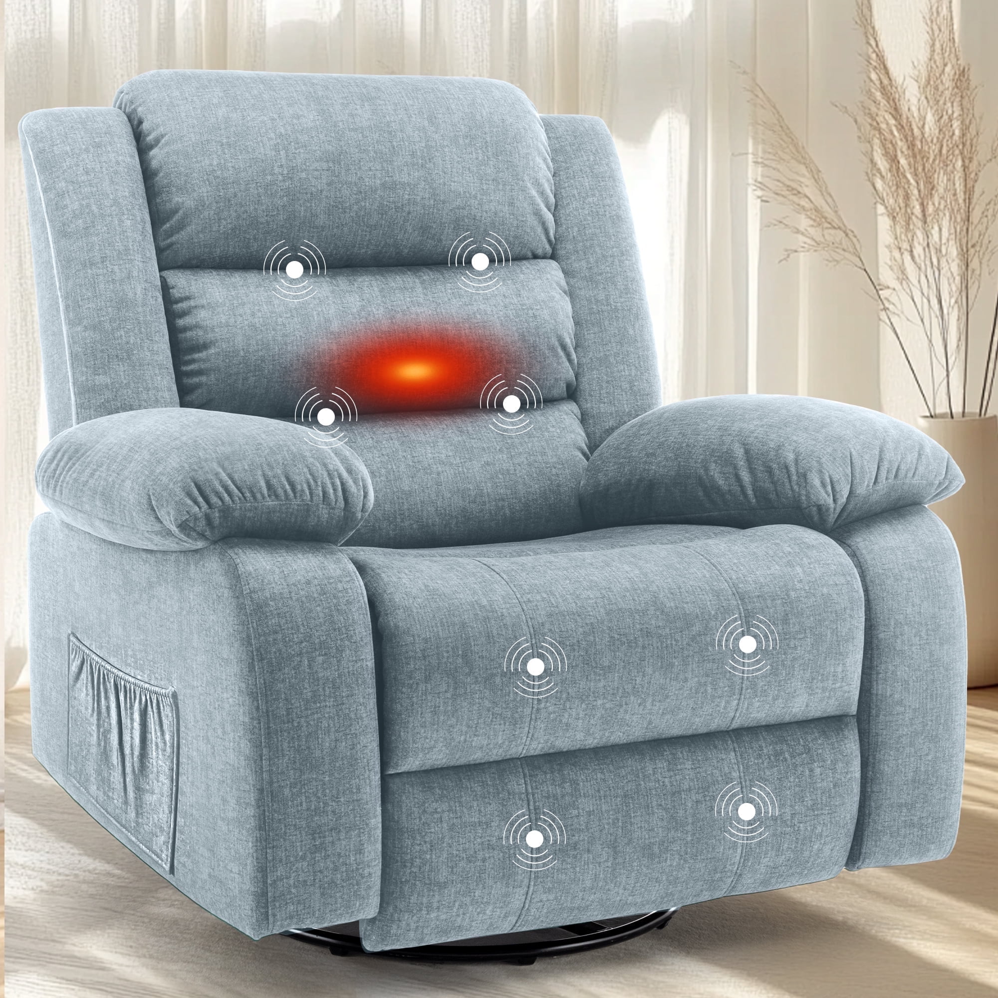 Korser Oversized Swivel Rocker Recliner Chair for Adults 40.6'' Wide ...