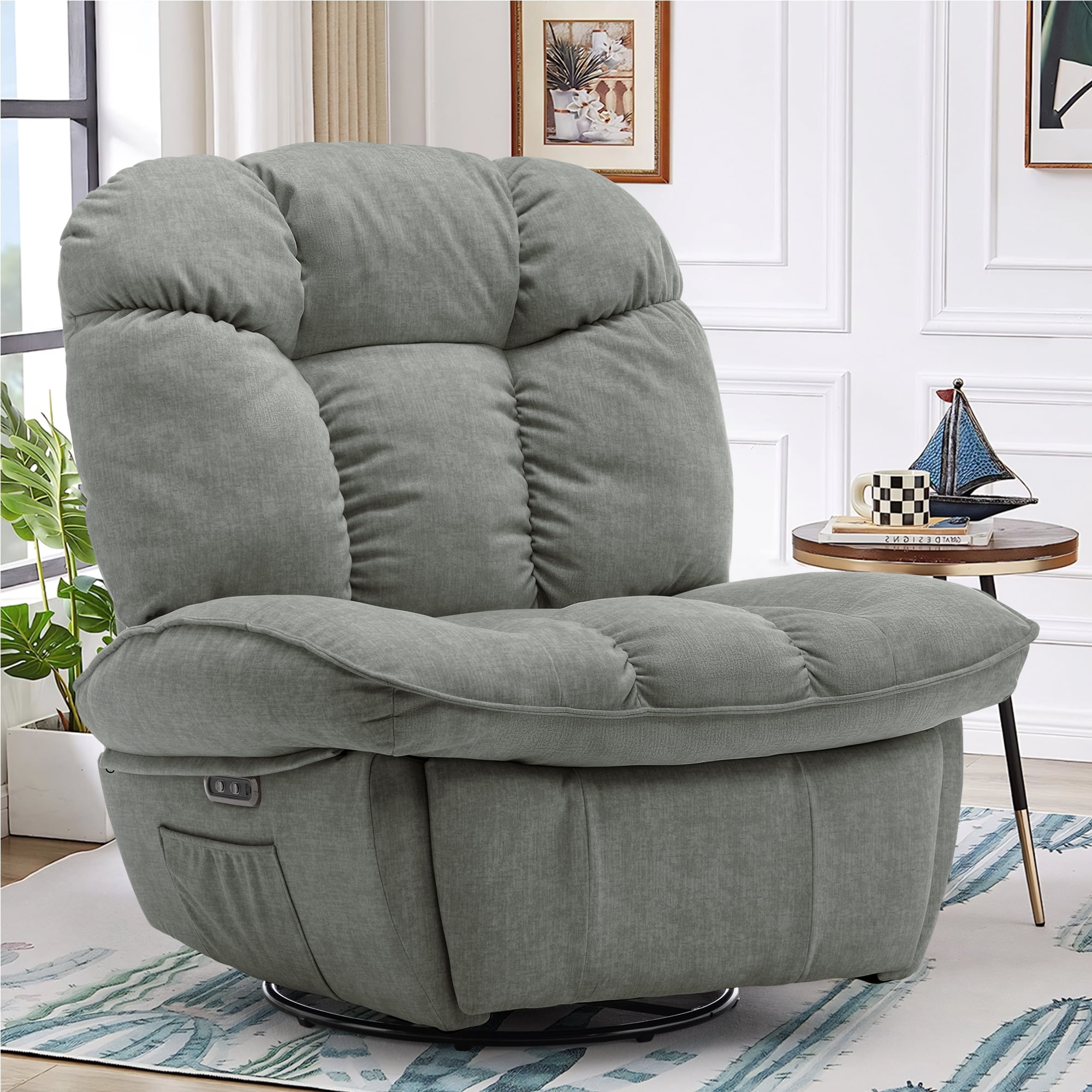 Korser Power Swivel Rocker Recliner Chair with Massage USB Ports for ...