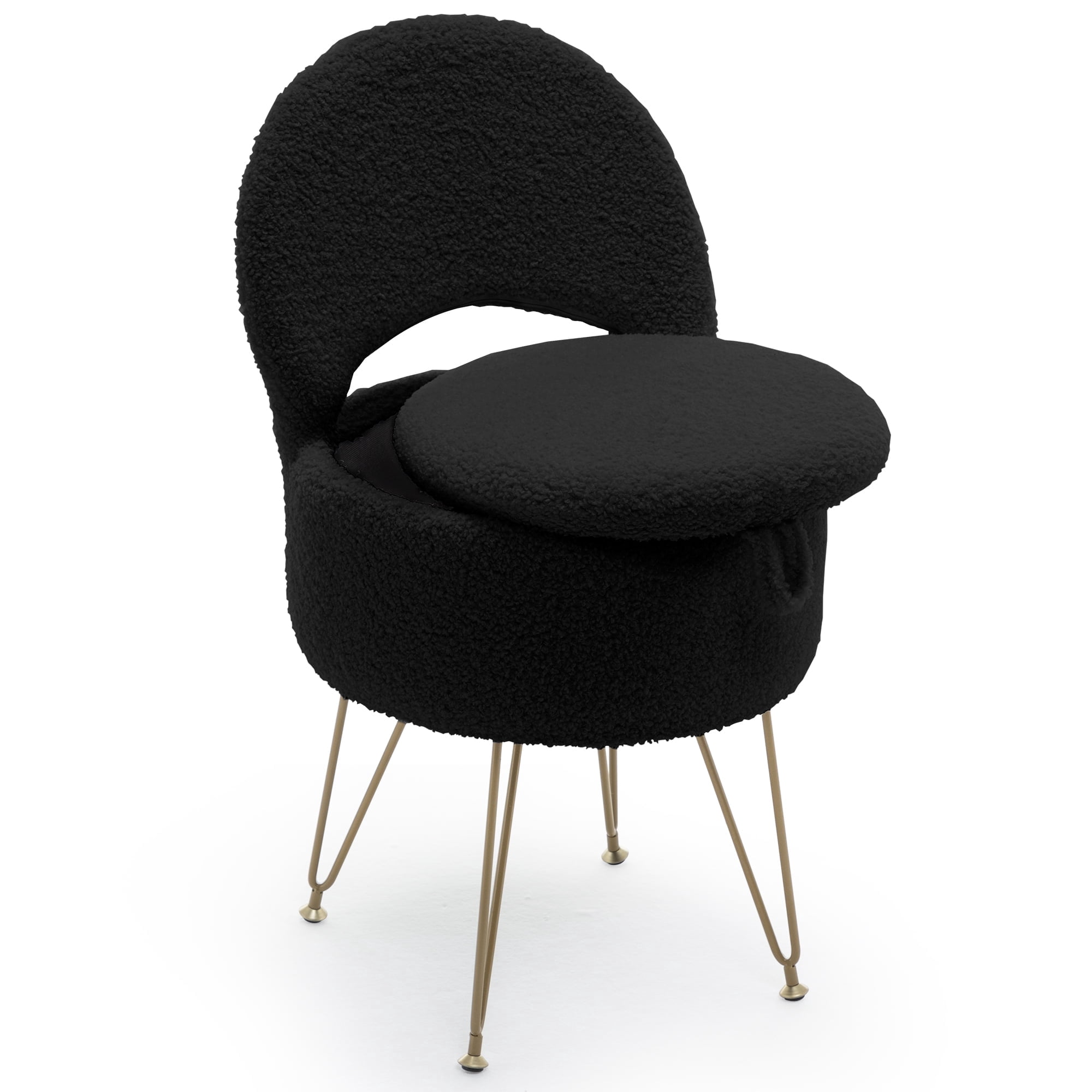 Korser Vanity Stool Chair with Folding Back,Upholstered Vanity Chair ...