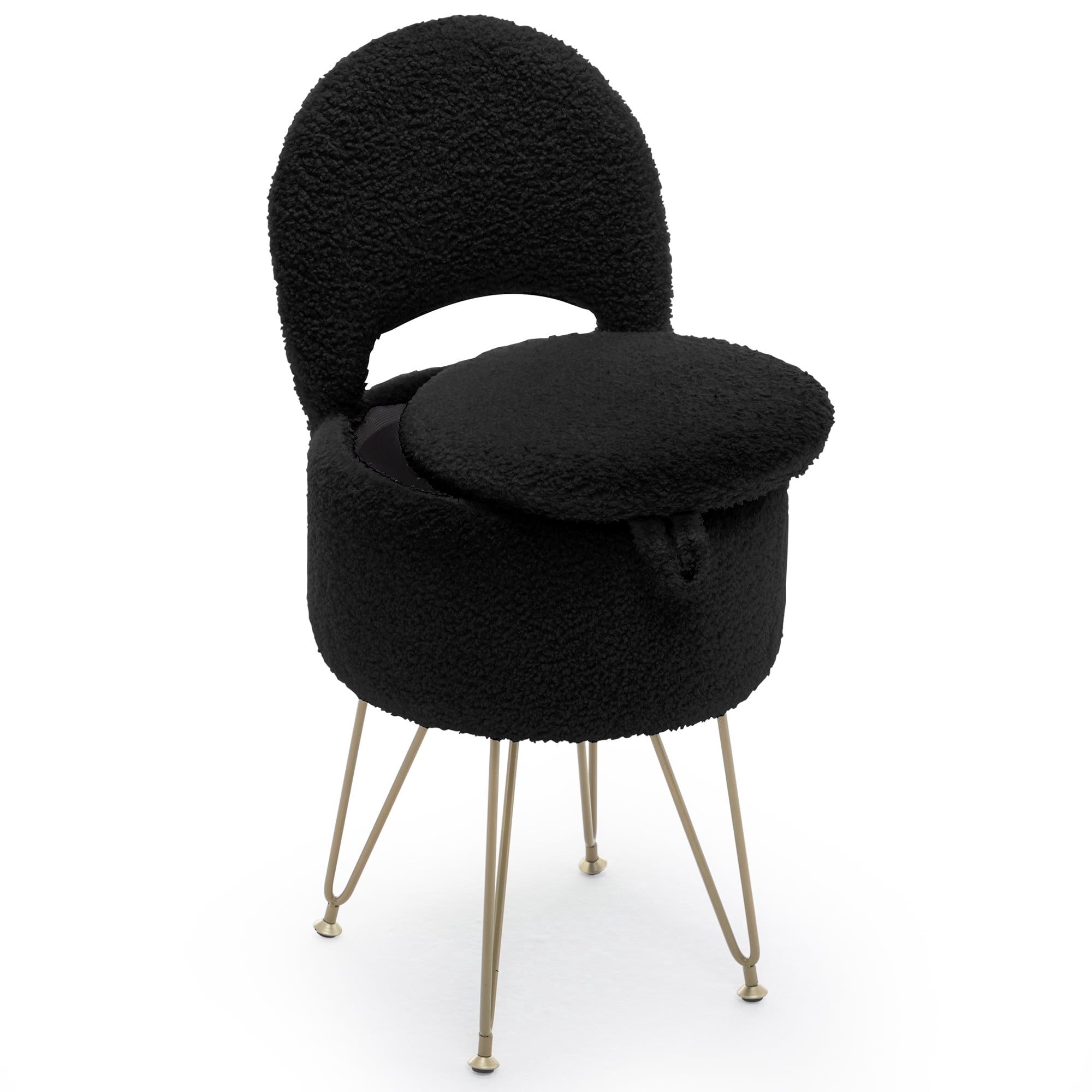 Korser Vanity Stool Chair with Folding Back,Upholstered Vanity Chair ...