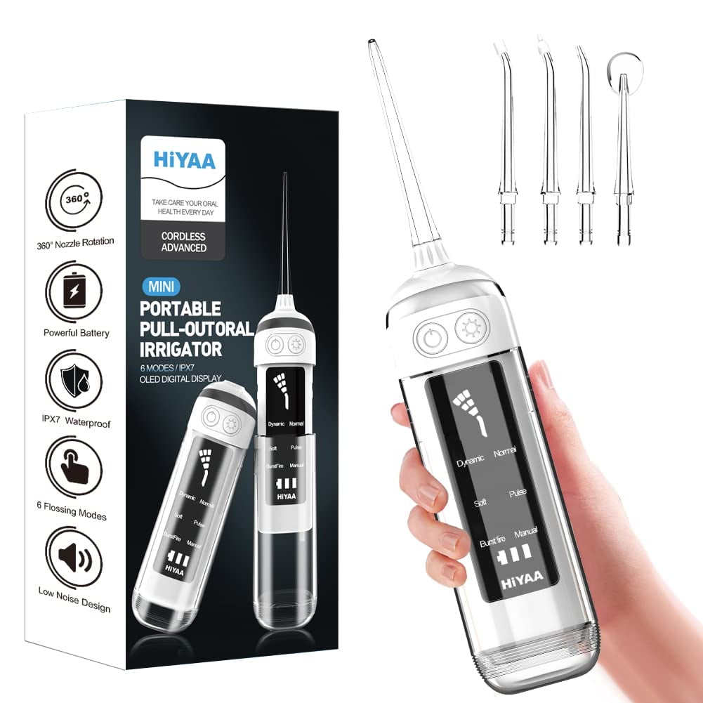 Korsmall Cordless Water Flosser with OLED Display, 6 Cleaning Modes ...