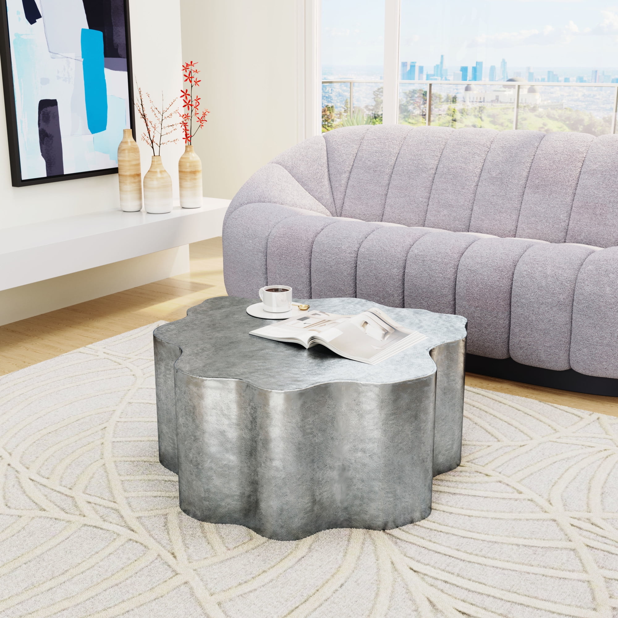 Kortha Coffee Table Antique Silver Coffee Table, Modern Style, Support ...