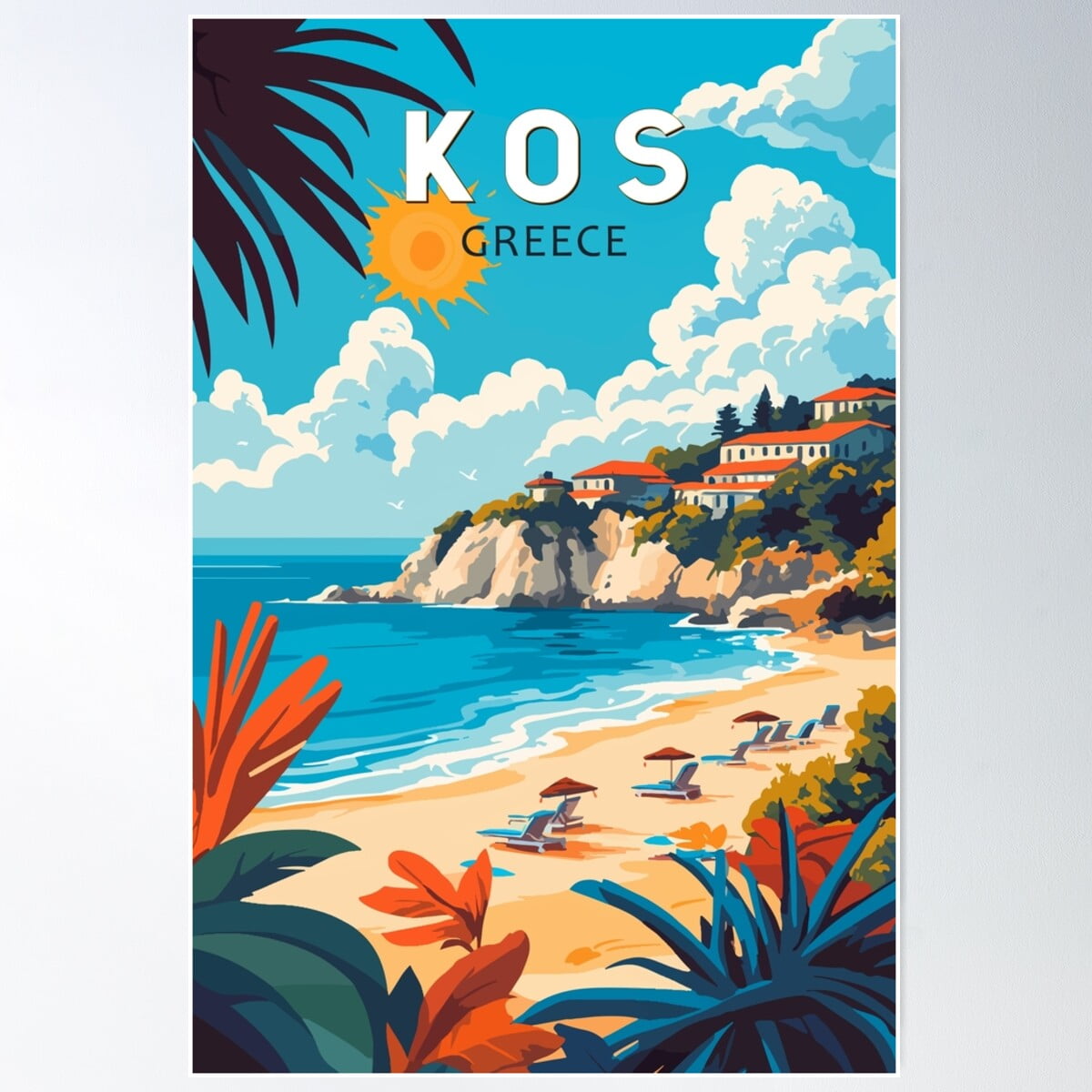 Kos Greece Travel Art Vintage Poster Wall Art, Modern Wall Decor For ...