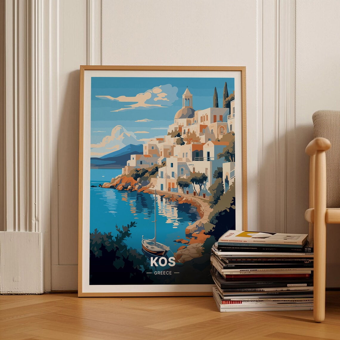 Kos Island Greece Poster, Vintage Travel Wall Art, Mediterranean Decor ...