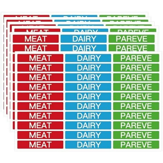 Kosher Kitchen Labels, 300 Pieces, Meat Dairy Pareve Stickers ...