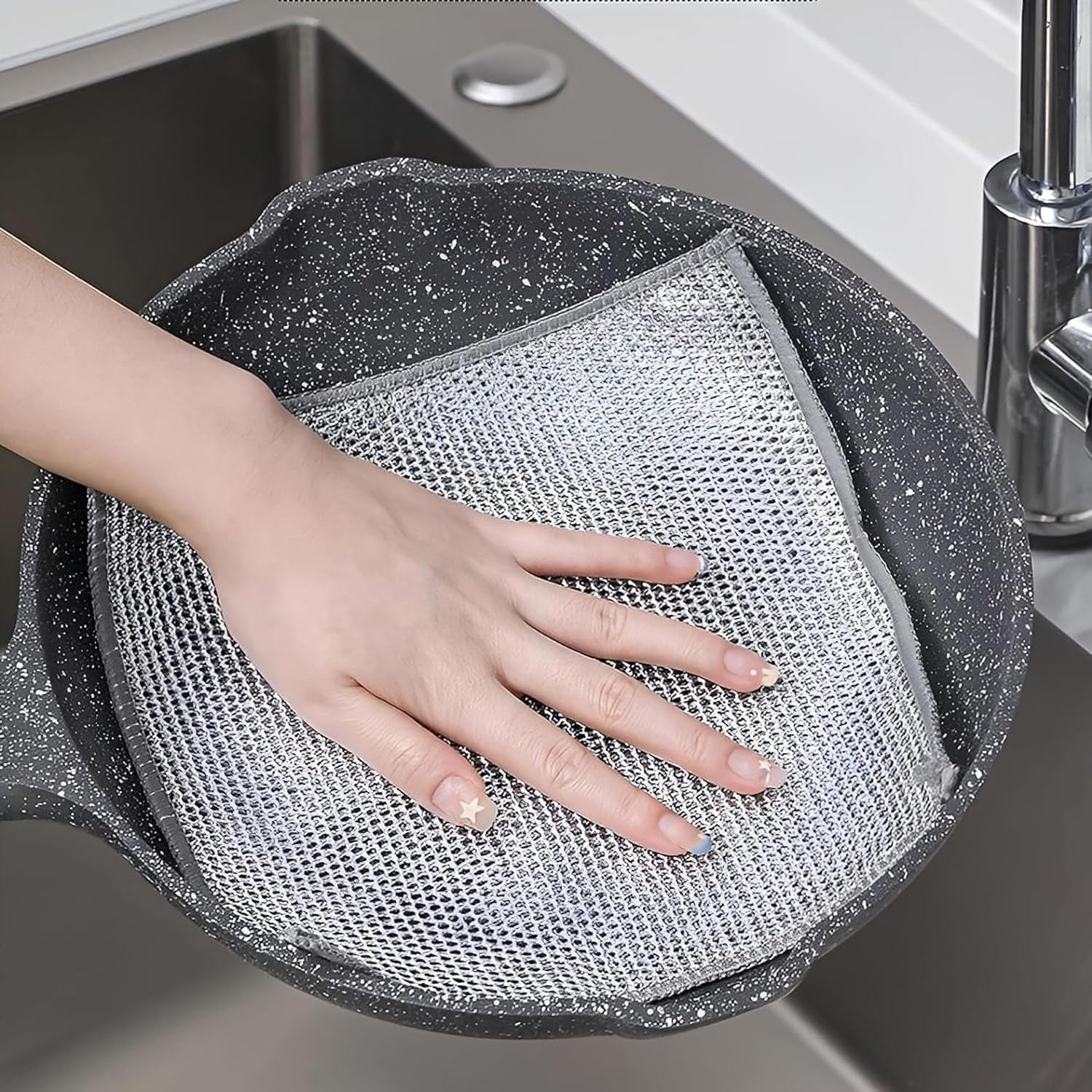Koshiya Two Layer Non Scratch Dish Wash Cloth Mesh Wire Dish Cloth ...