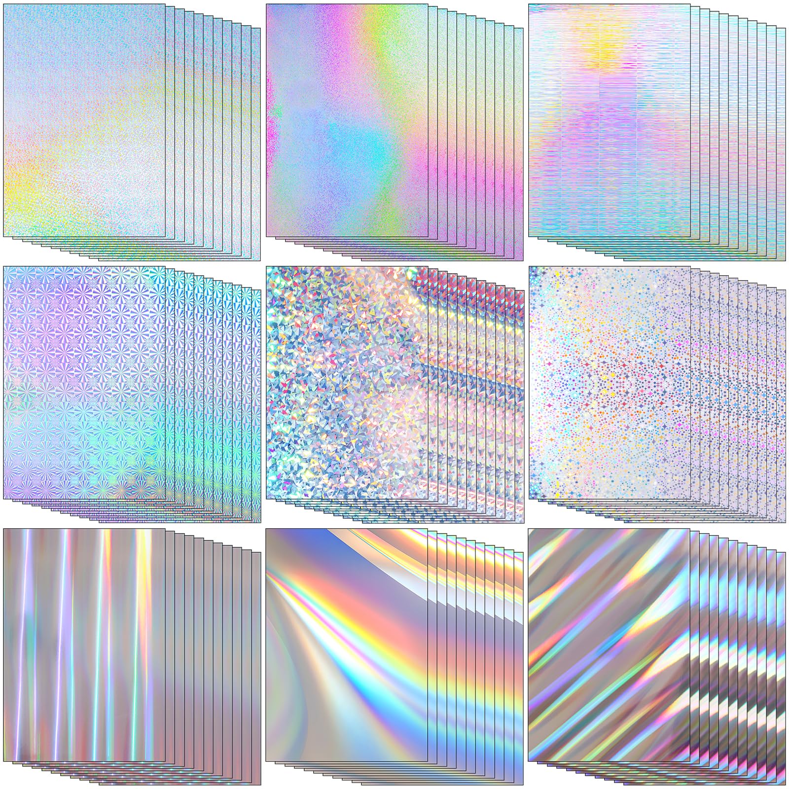 Kosiz 100 Sheets Metallic TSF6 Holographic Card Stock Shiny Cardstock ...