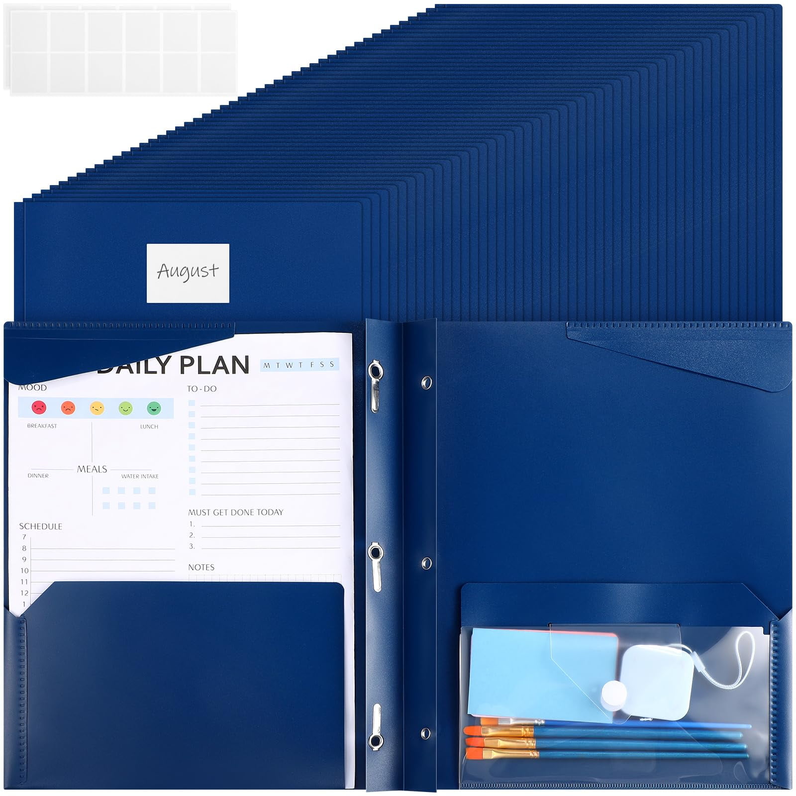 Kosiz 48 Pcs Back to School 2 Pocket Folders with Prongs Plastic Folder ...