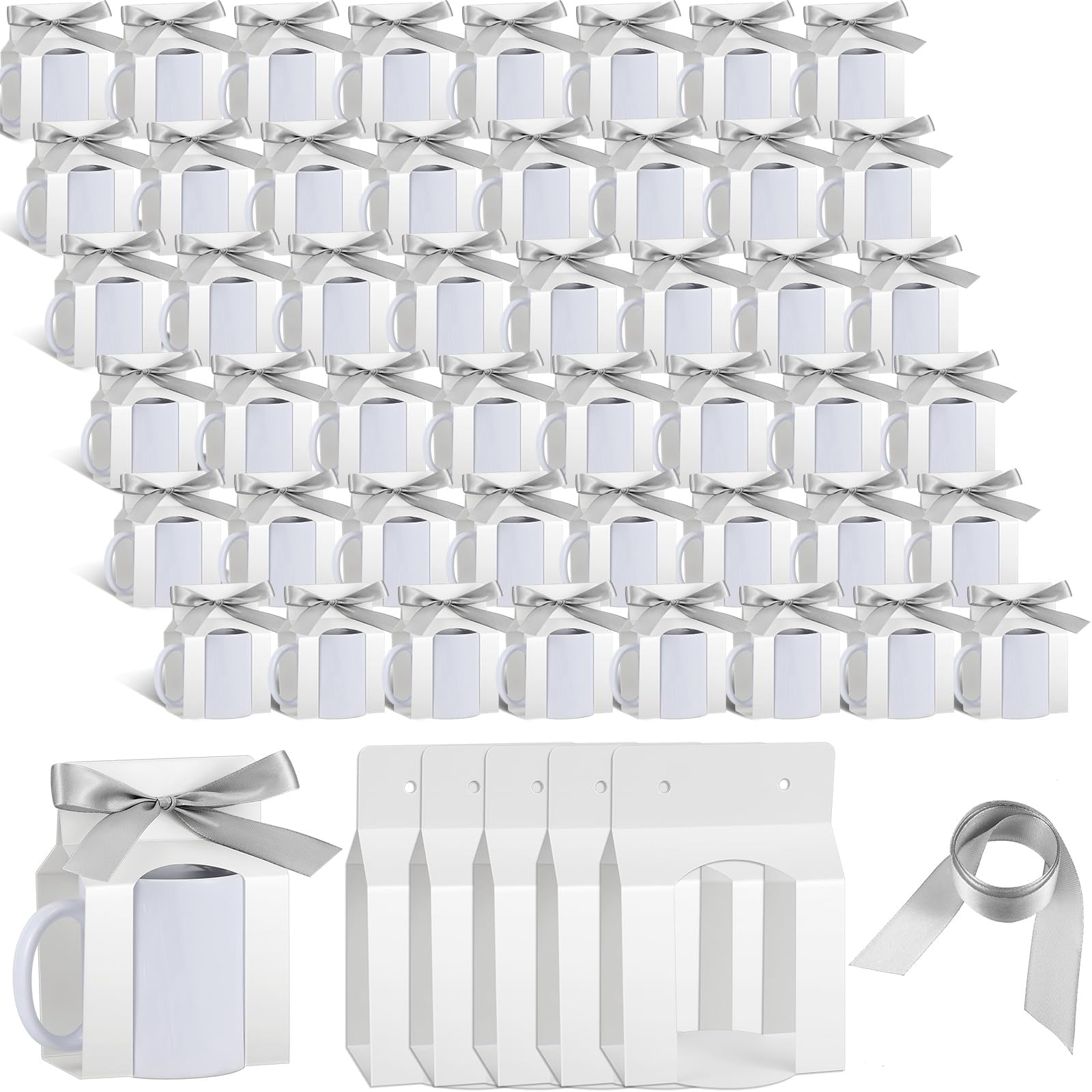 Kosiz 72 Pack Mug Boxes Gift Bags Bulk for Sublimation Mugs with Window ...