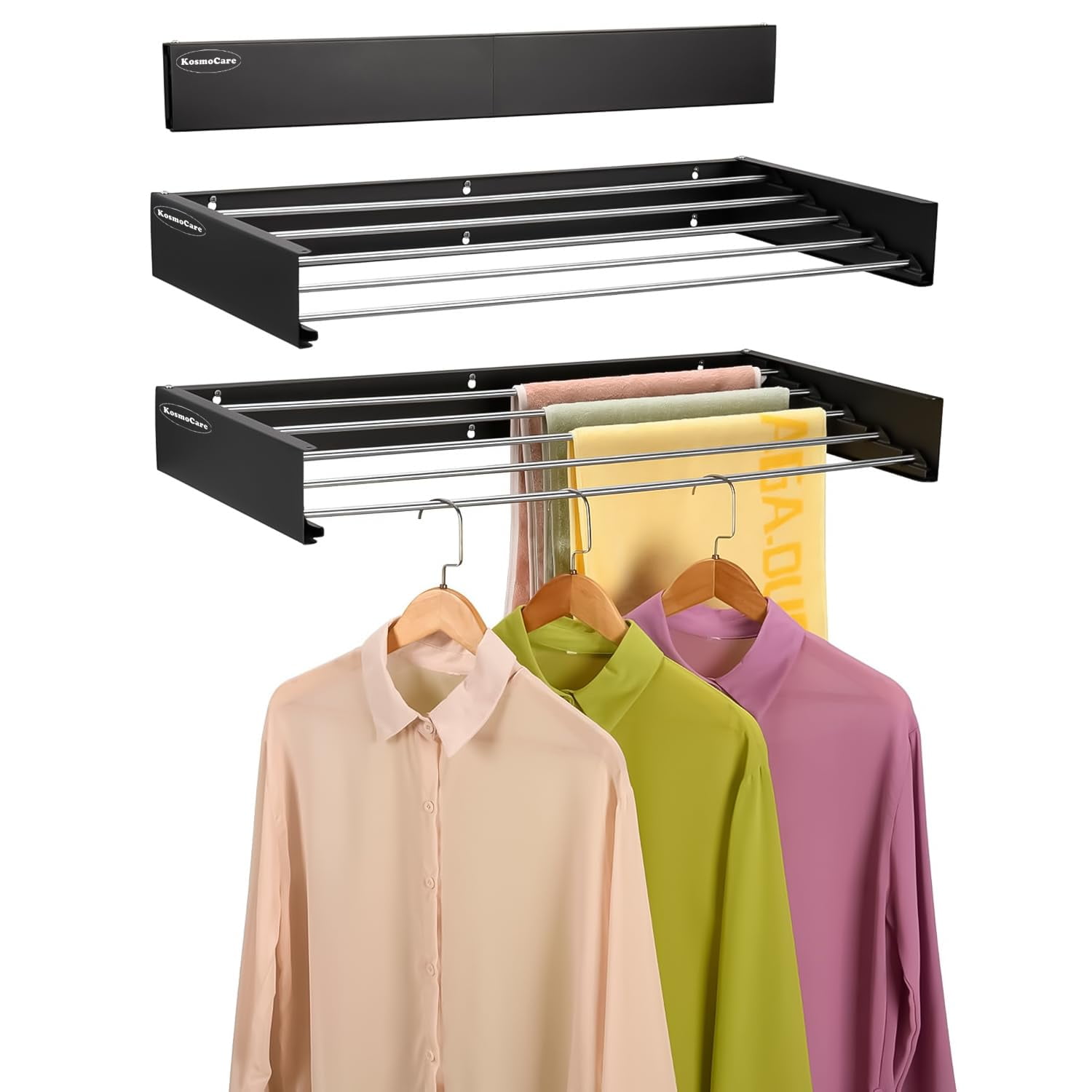 KosmoCare WallMounted Folding Drying Rack Retractable Aluminum Rails ...
