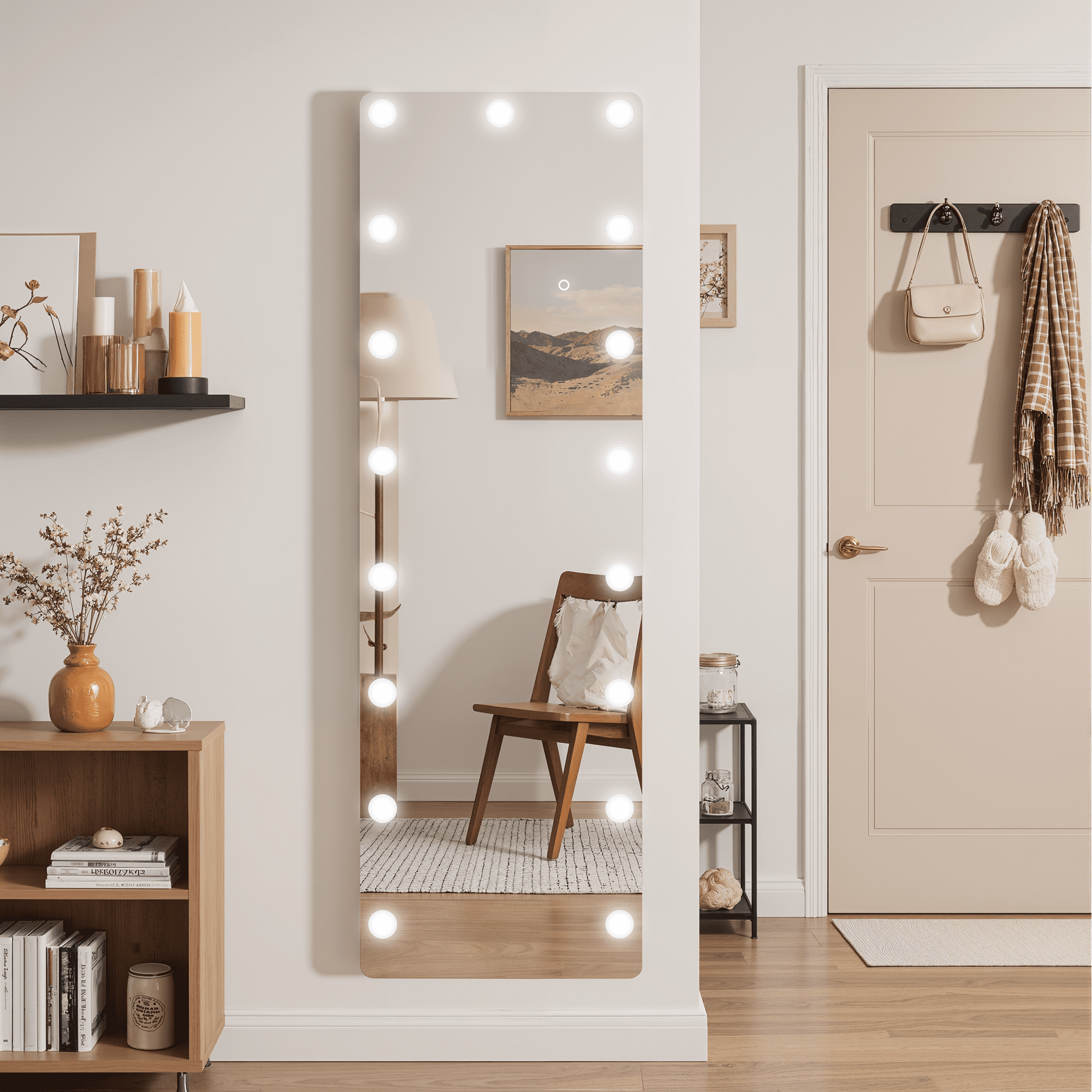 Kosmonia 56x18 Hollywood Full Length Mirror with Light, Dimmable Bulbs ...