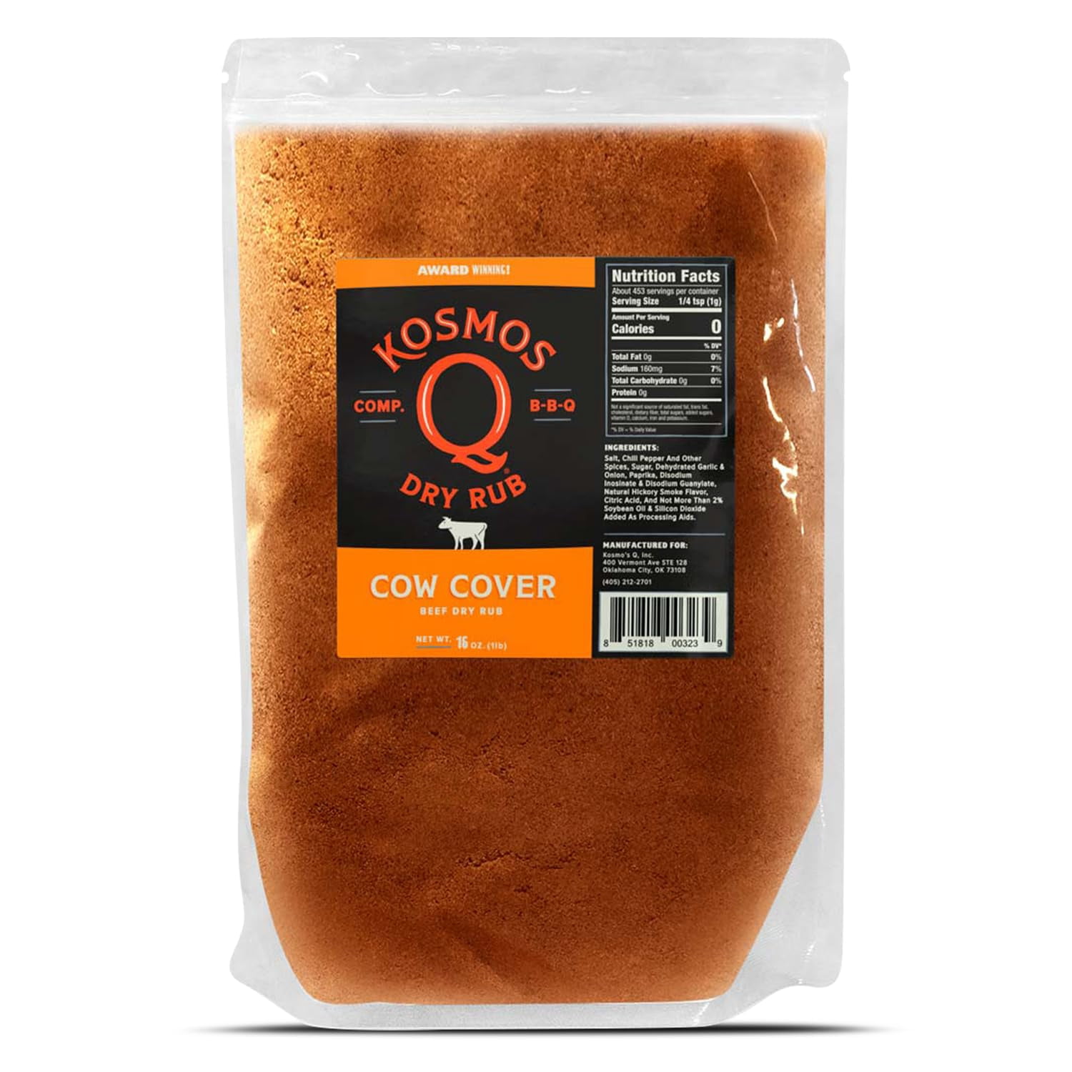 Kosmos Q Cow Cover MFF30 BBQ Dry Rub, Savory Beef Seasoning with Chili ...