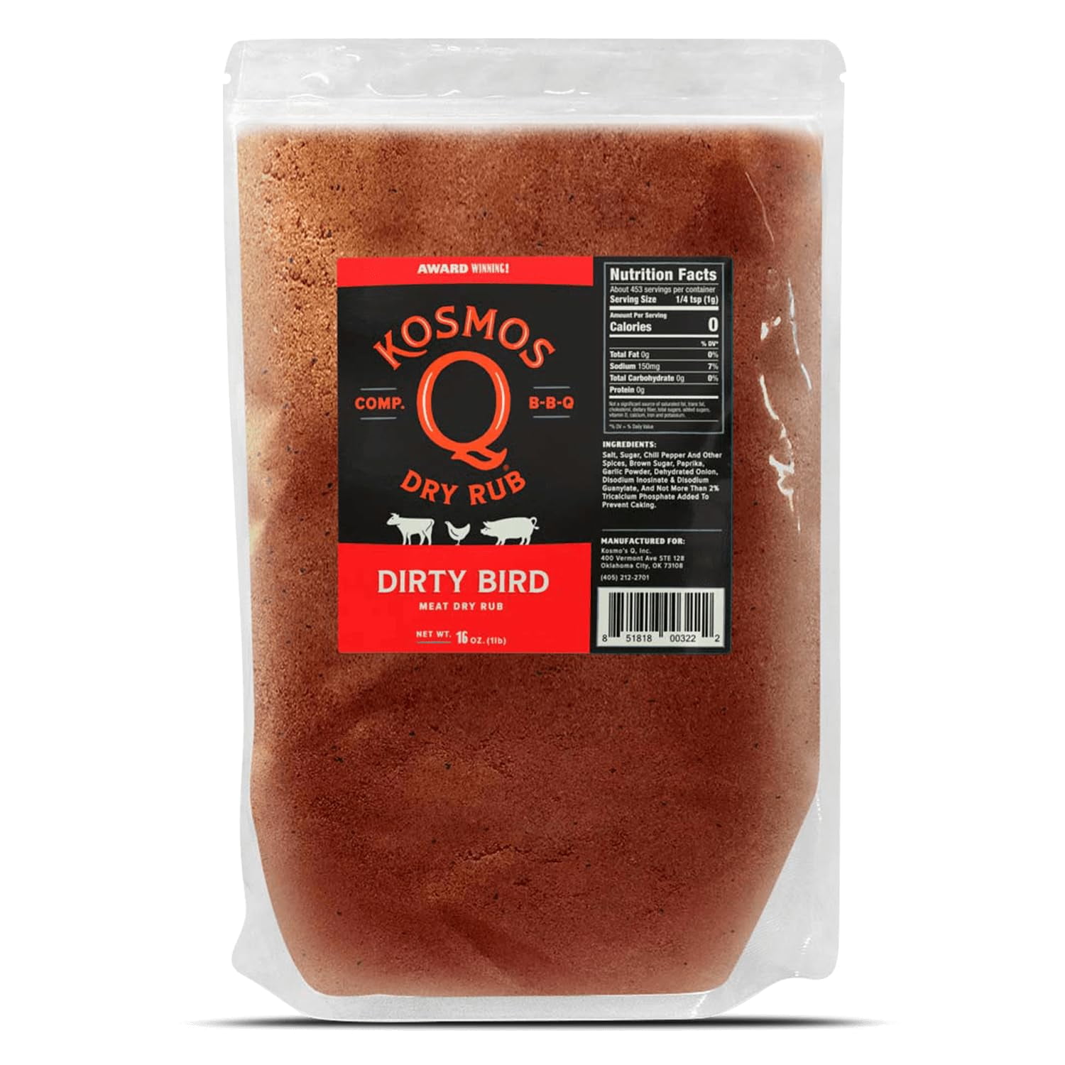 Kosmos Q Dirty Bird ESF27 BBQ Dry Rub, Seasoning with Brown Sugar, Red Pepper, Garlic & Paprika ...