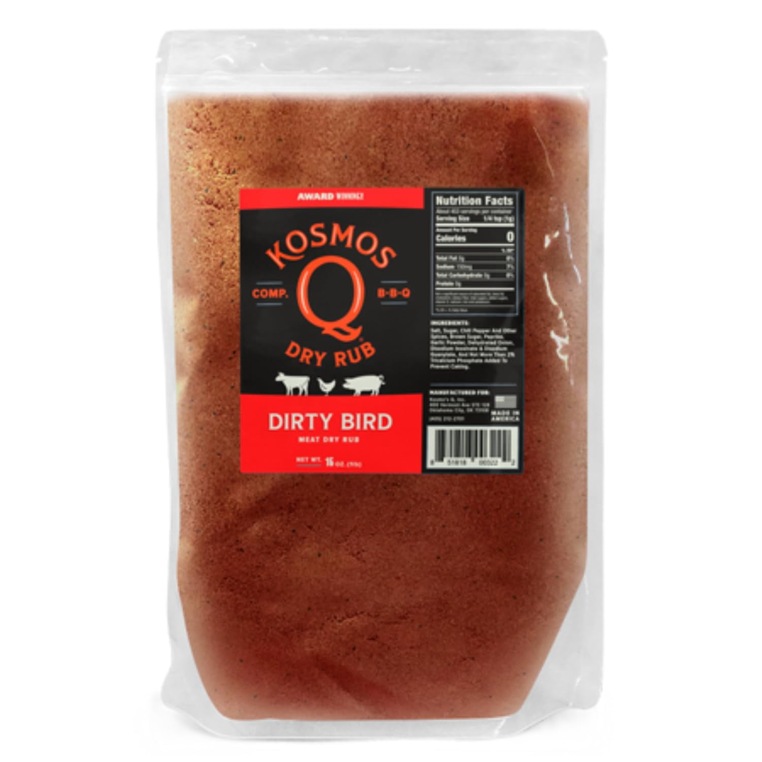 Kosmos Q Dirty Bird MFF30 BBQ Dry Rub, Seasoning with Brown Sugar, Red ...