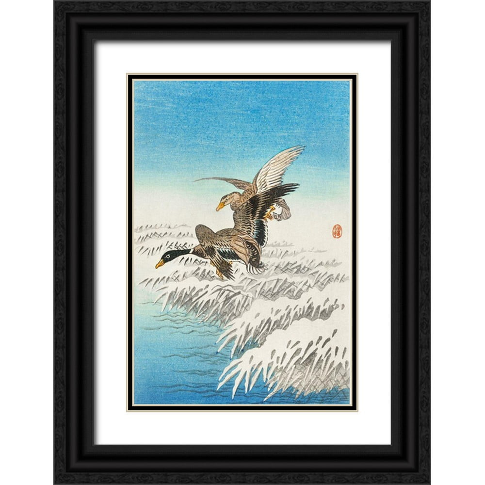 Koson, Ohara 11x14 Black Ornate Wood Framed with Double Matting Museum ...