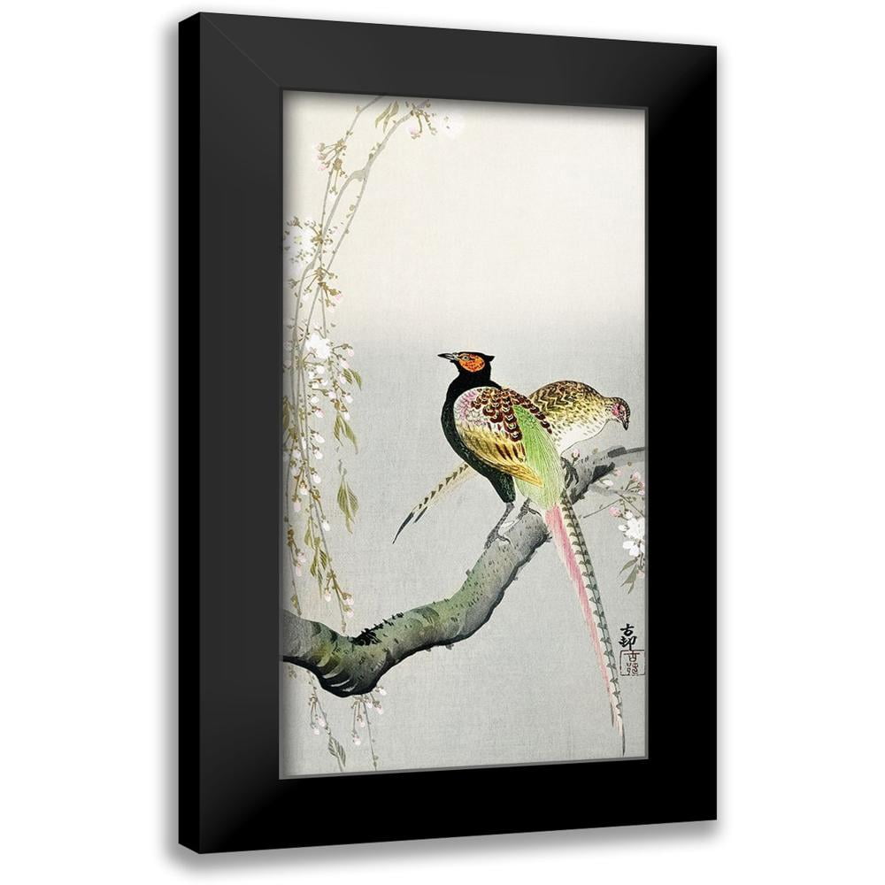 Koson, Ohara 14x24 Black Modern Framed Museum Art Print Titled - Couple pheasants and cherry ...
