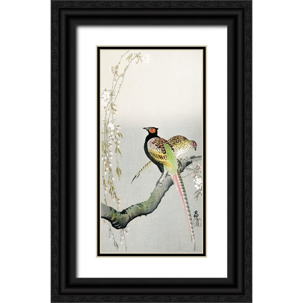 Koson, Ohara 14x24 Black Ornate Wood Framed with Double Matting Museum Art Print Titled - Couple ...