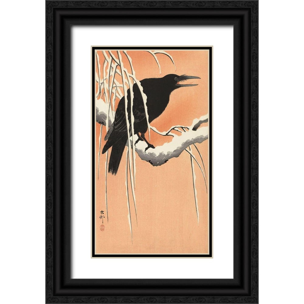 Koson, Ohara 15x24 Black Ornate Wood Framed with Double Matting Museum ...