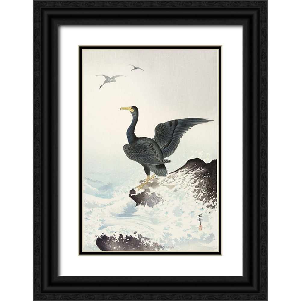 Koson, Ohara 17x24 Black Ornate Wood Framed with Double Matting Museum ...