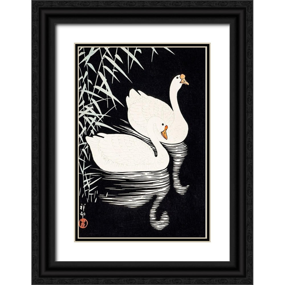 Koson, Ohara 17x24 Black Ornate Wood Framed with Double Matting Museum ...