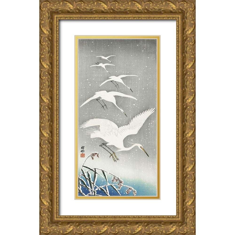 Koson, Ohara 9x14 Gold Ornate Wood Framed with Double Matting Museum ...