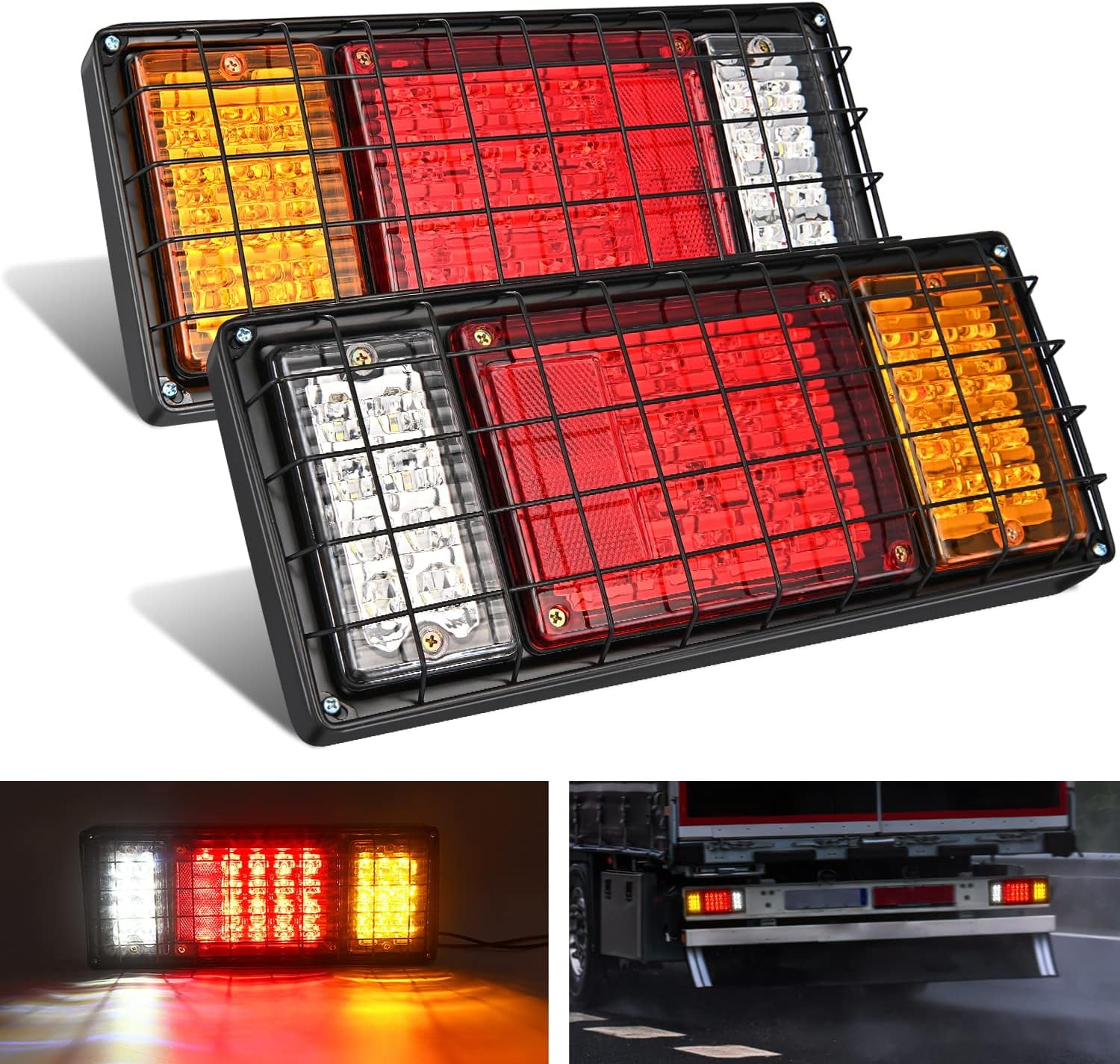 Kospetsin LED Trailer Light Kit 6 Inch Oval Stop Turn Tail Light Red Amber Side Marker Light ...