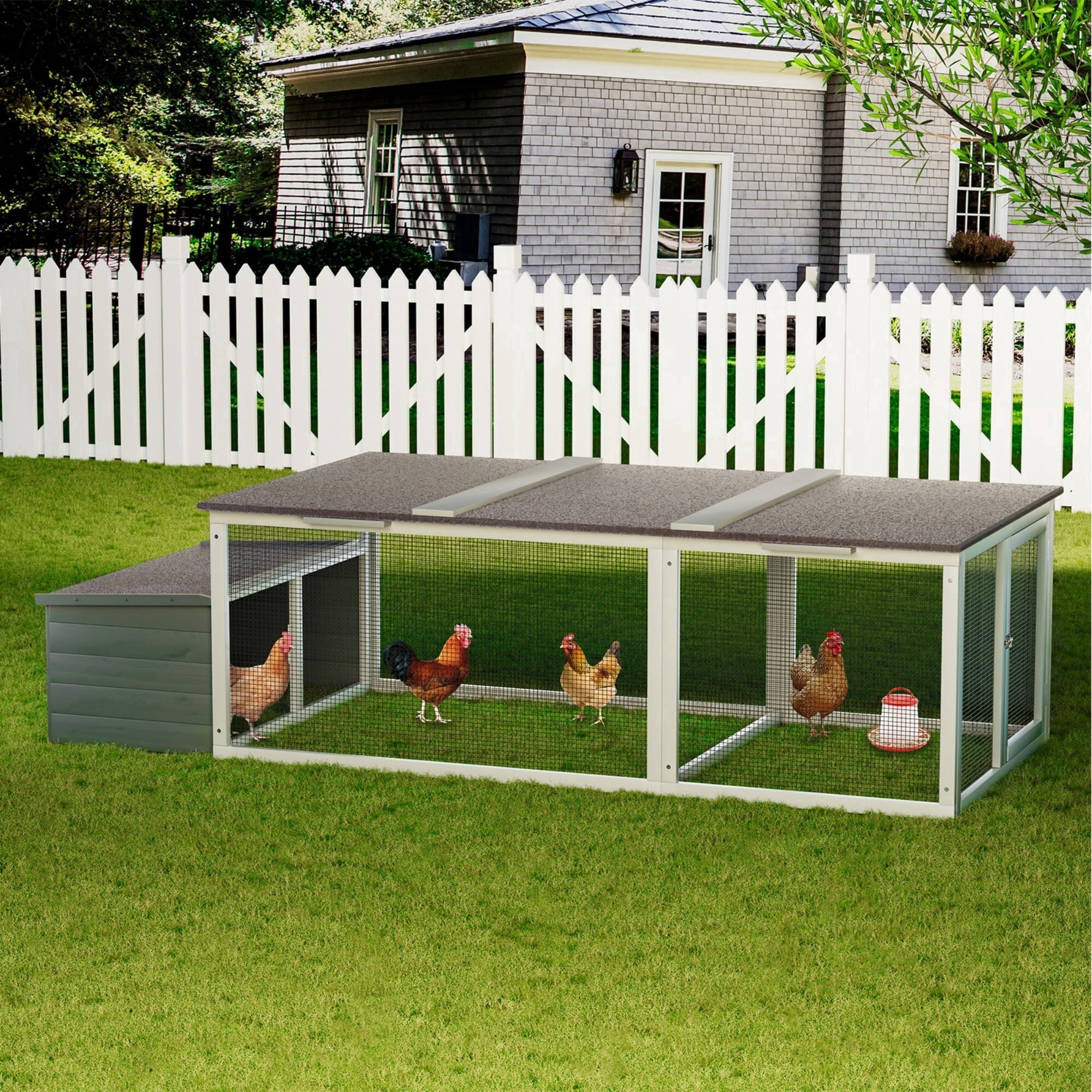 Kosynda 20.93ft² Large Wooden Chicken Coop for 4-6 Chickens, Outdoor ...