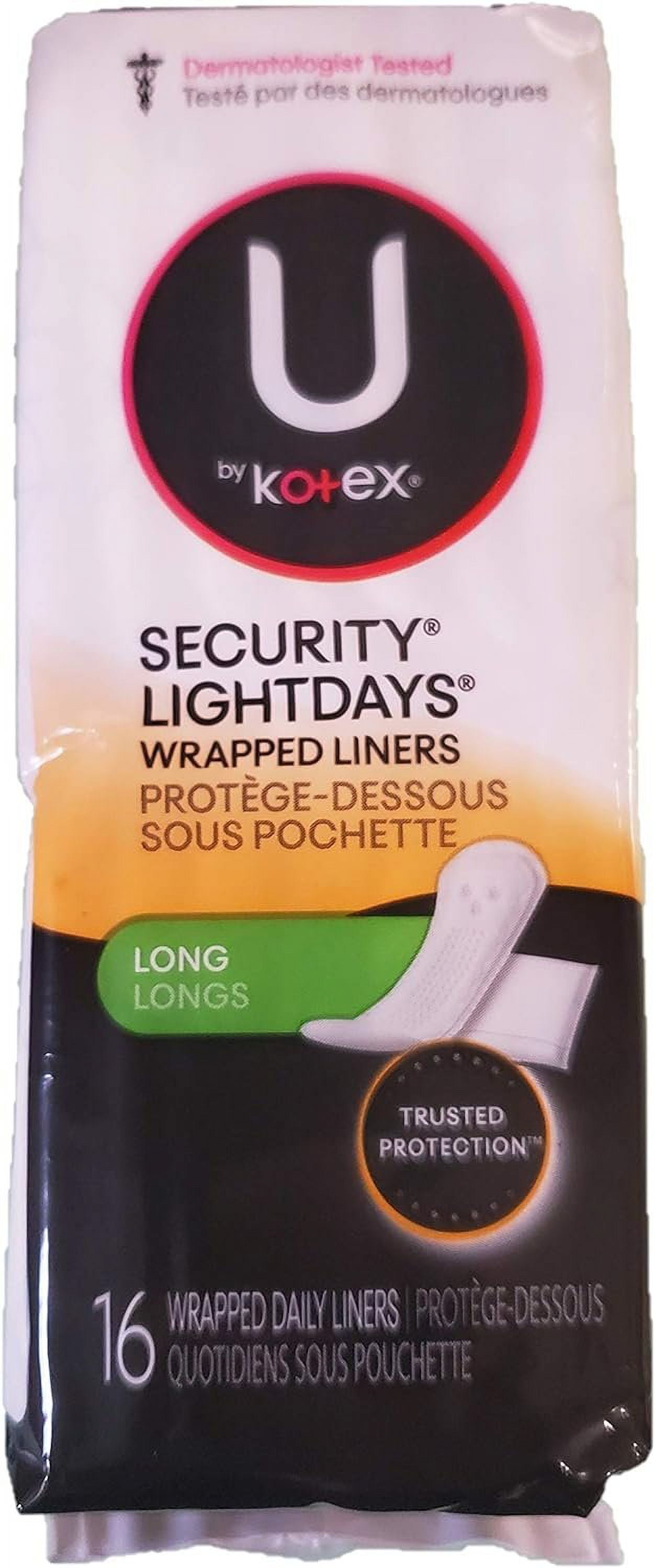 Kotex Lightdays Liner, Long, 16 Count, Pack of 6 - Walmart.com